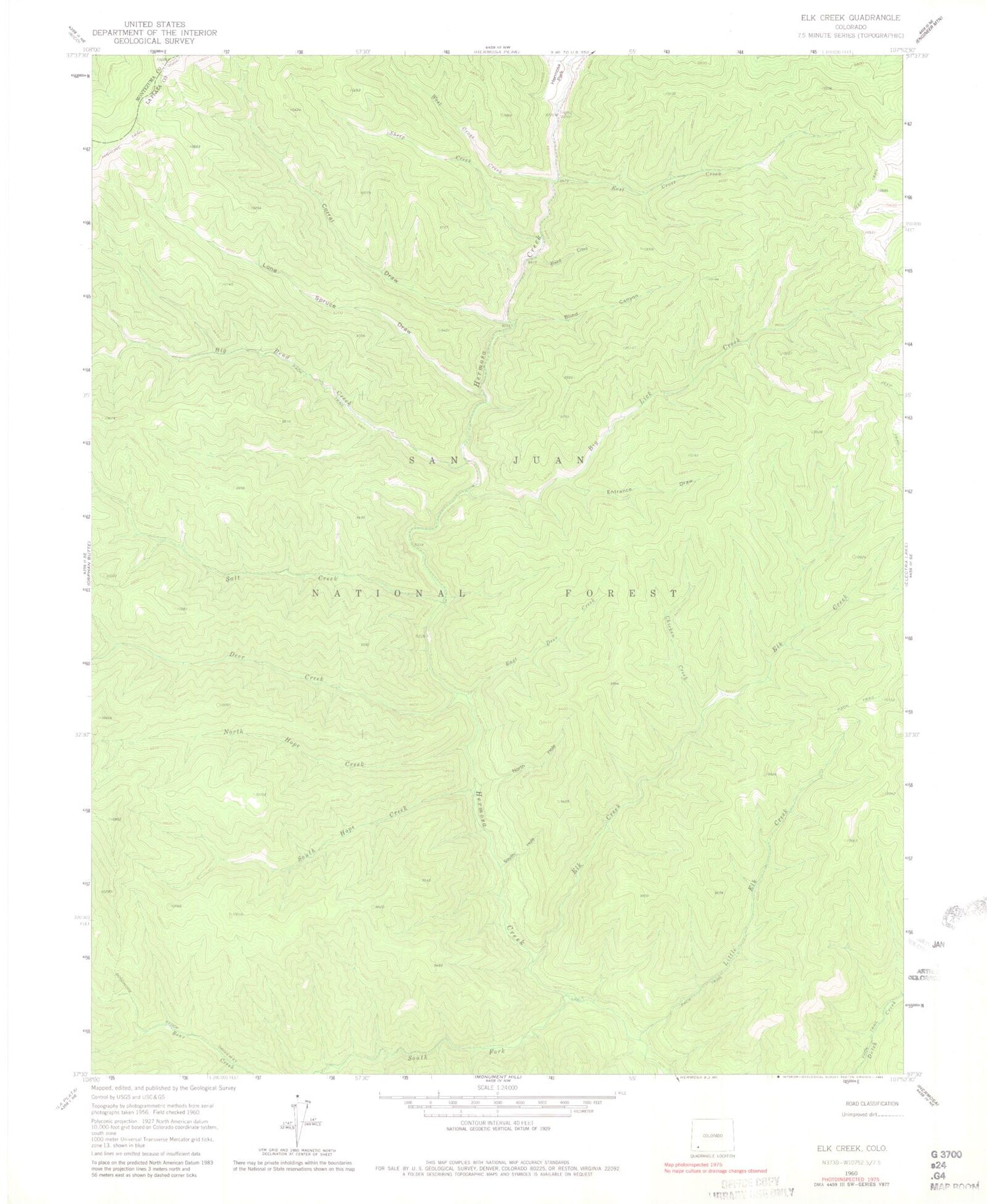 USGS Classic Elk Creek Colorado 7.5'x7.5' Topo Map – MyTopo Map Store