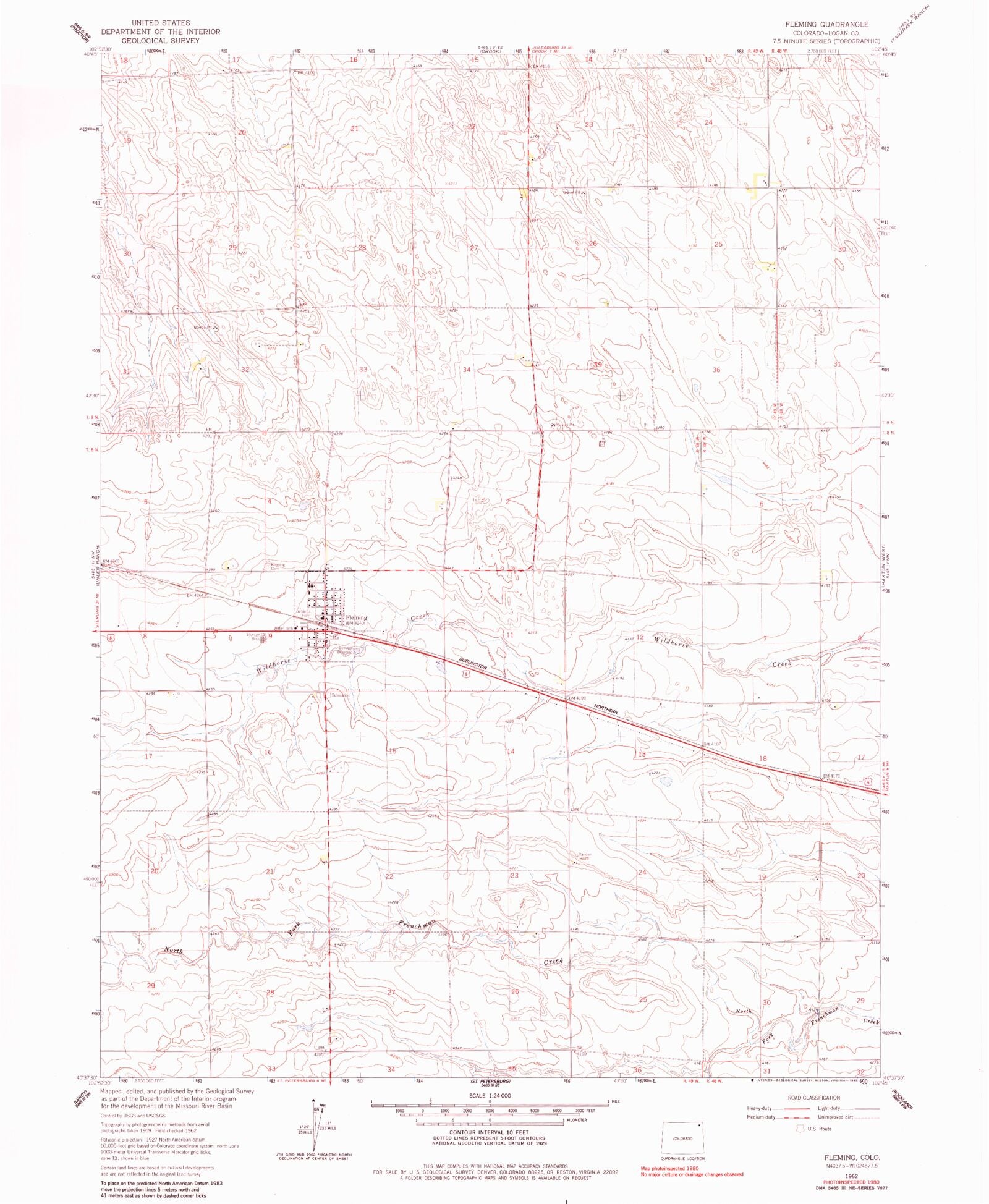 Classic USGS Fleming Colorado 7.5'x7.5' Topo Map – MyTopo Map Store