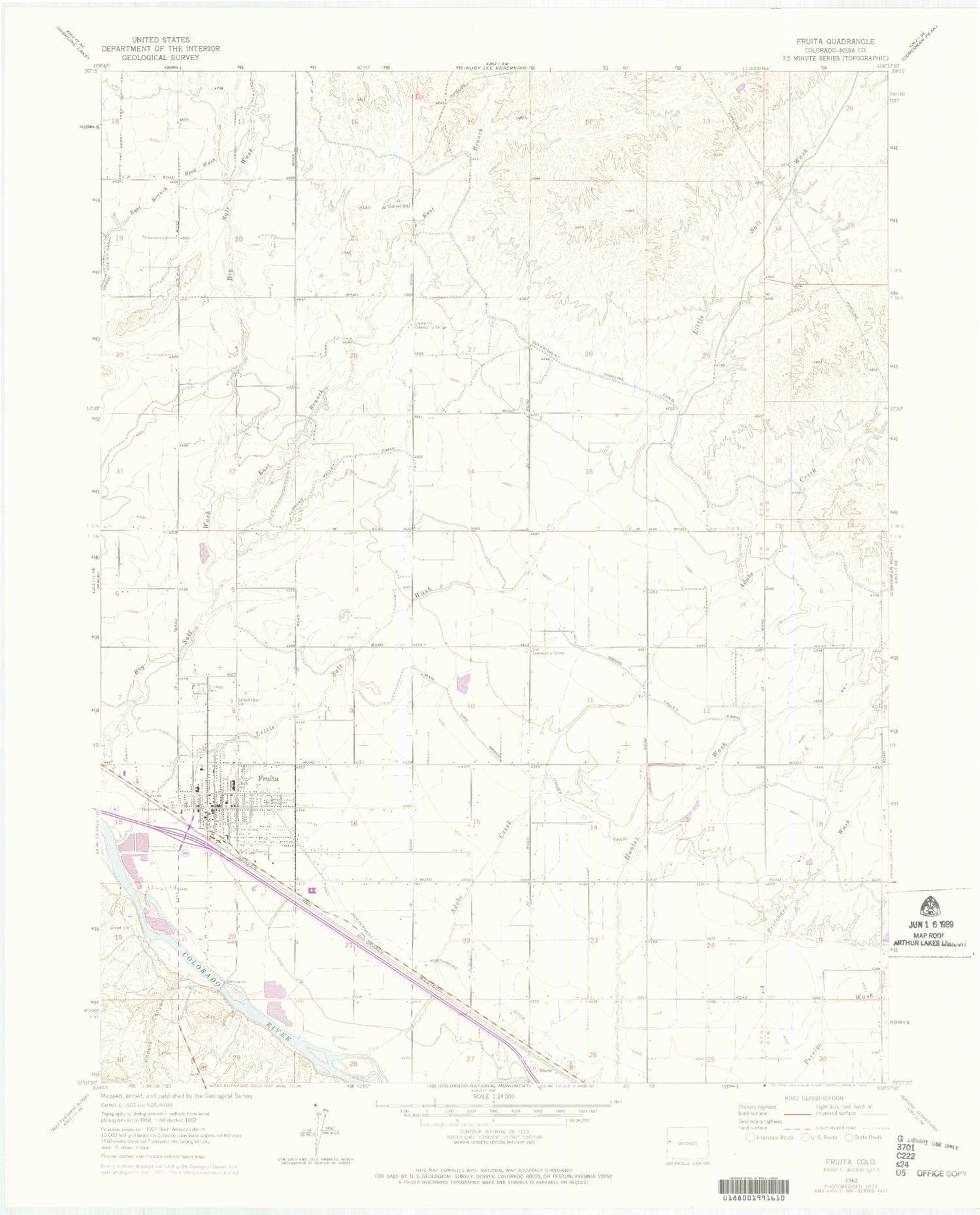 Classic USGS Fruita Colorado 7.5'x7.5' Topo Map – MyTopo Map Store