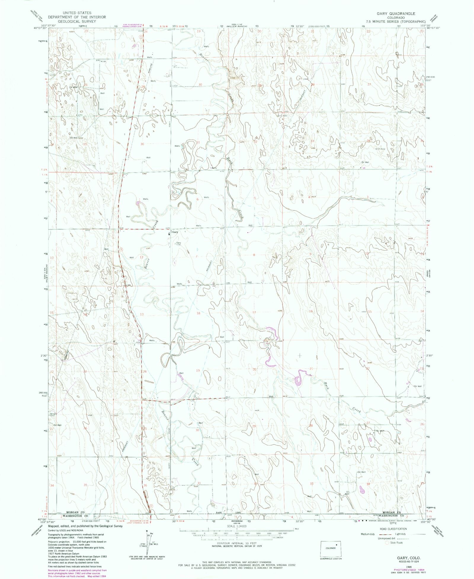 Classic USGS Gary Colorado 7.5'x7.5' Topo Map – MyTopo Map Store