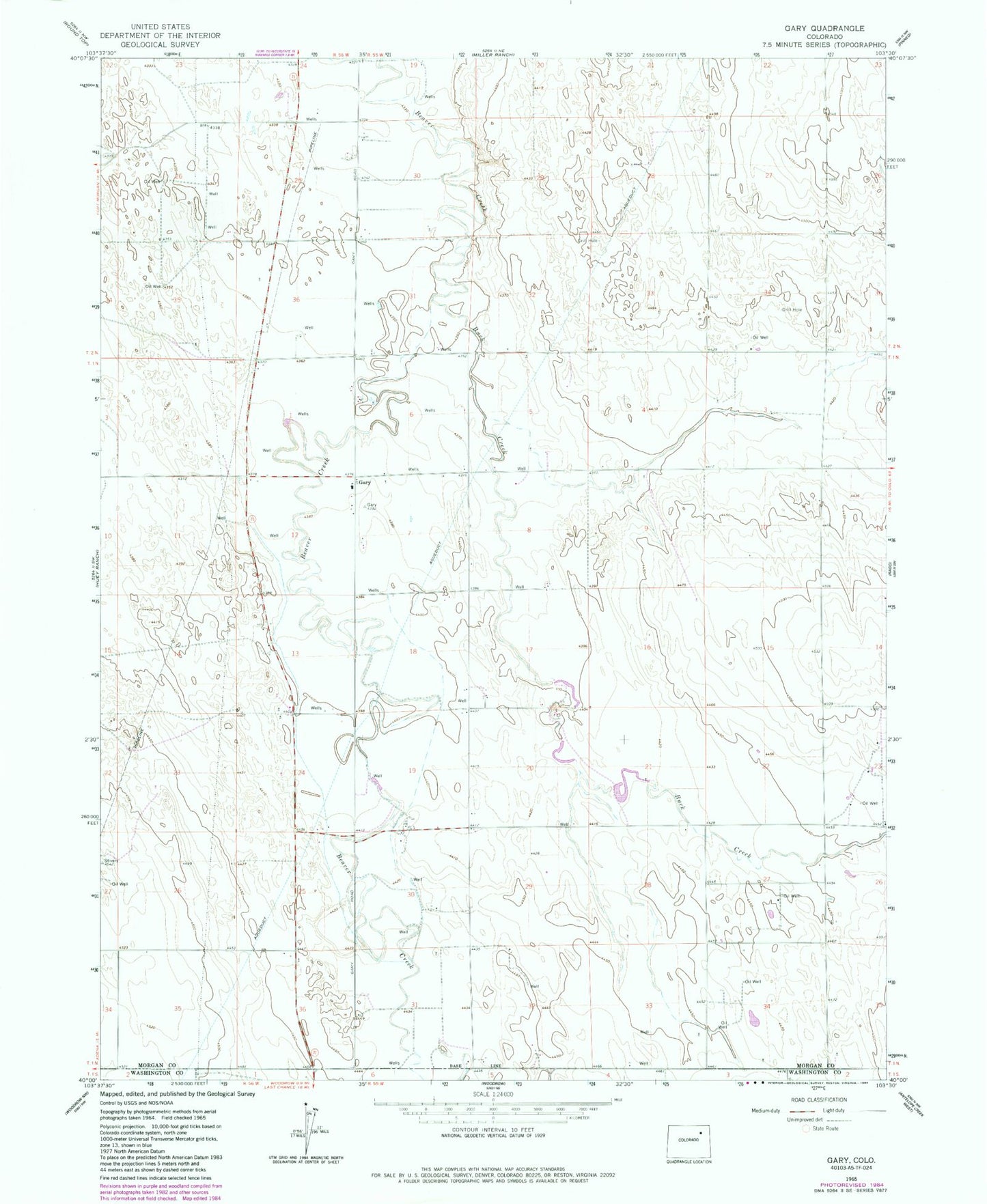Classic USGS Gary Colorado 7.5'x7.5' Topo Map – MyTopo Map Store