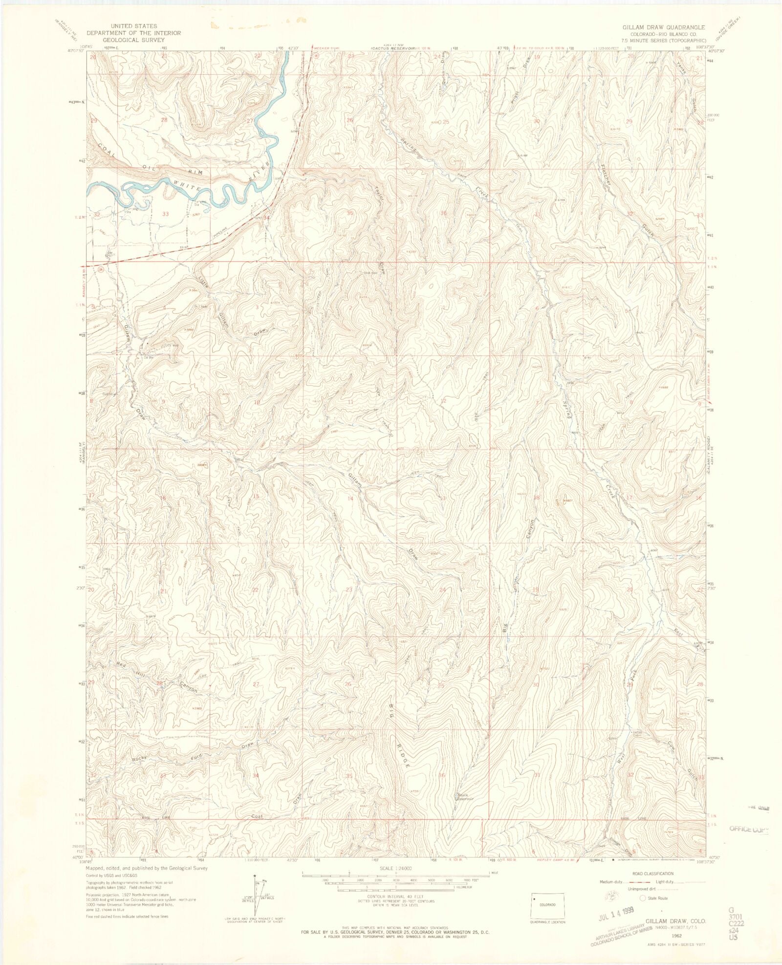 Classic USGS Gillam Draw Colorado 7.5'x7.5' Topo Map – MyTopo Map Store