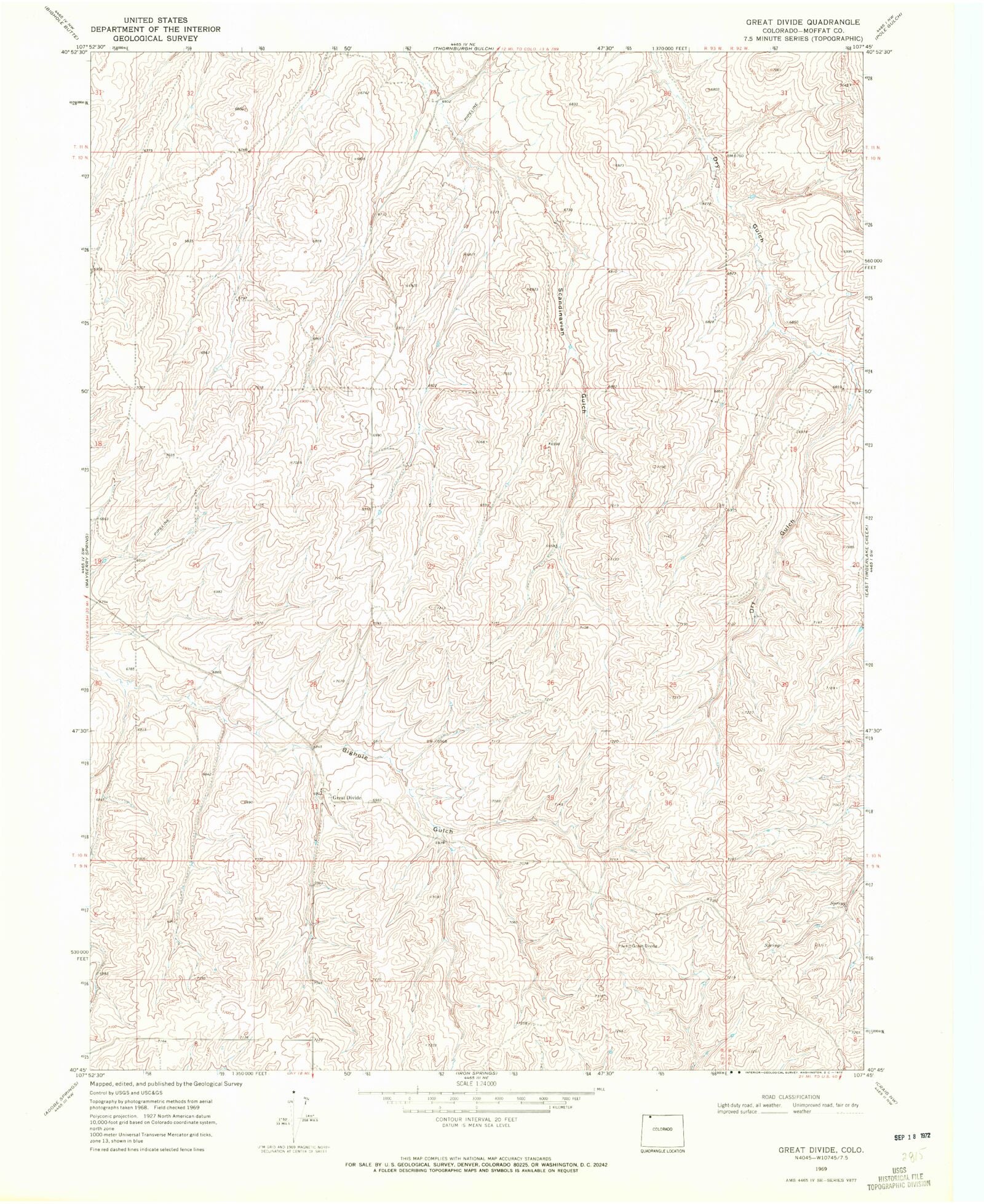 Classic USGS Great Divide Colorado 7.5'x7.5' Topo Map – MyTopo Map Store