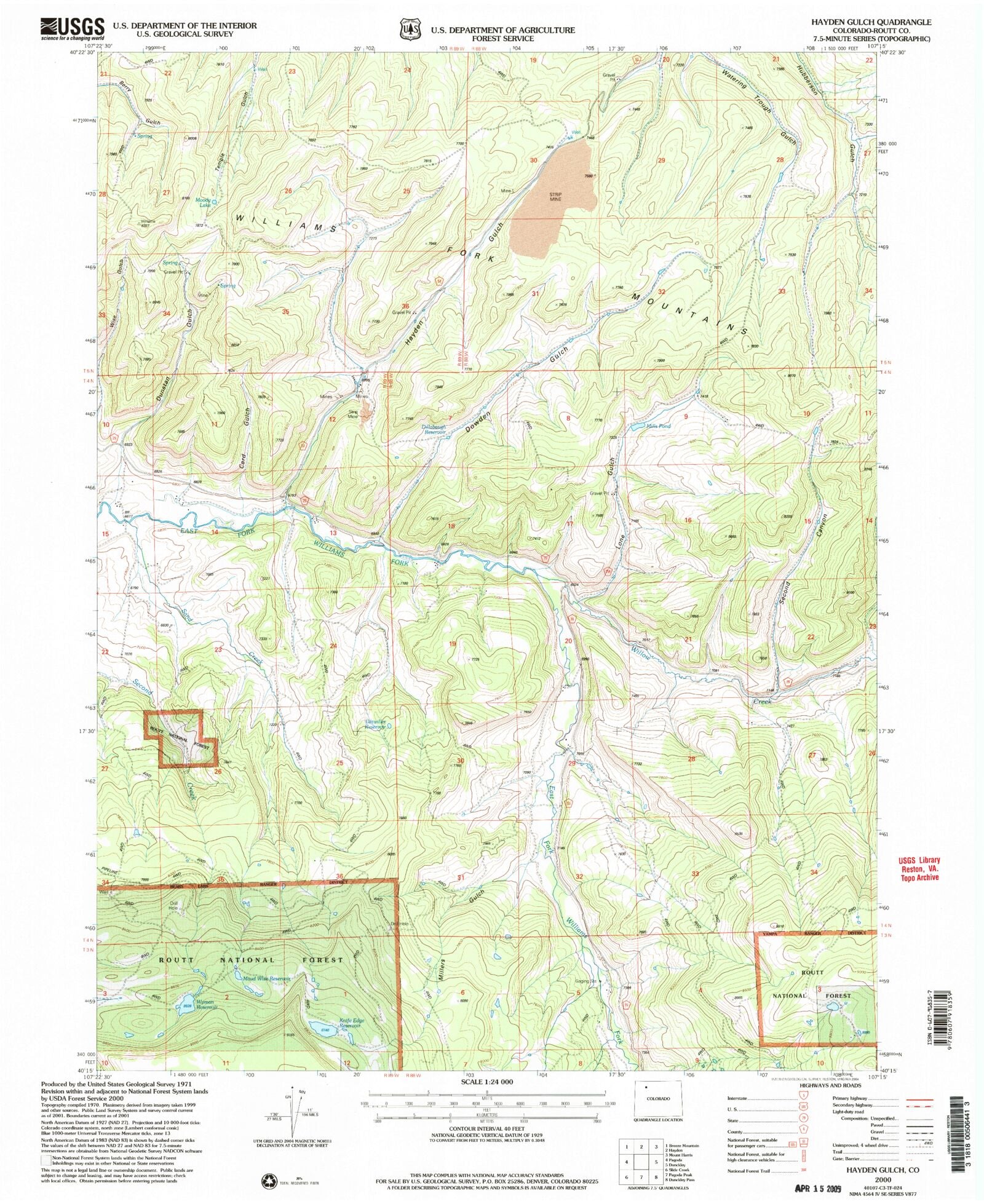 Classic USGS Hayden Gulch Colorado 7.5'x7.5' Topo Map – MyTopo Map Store