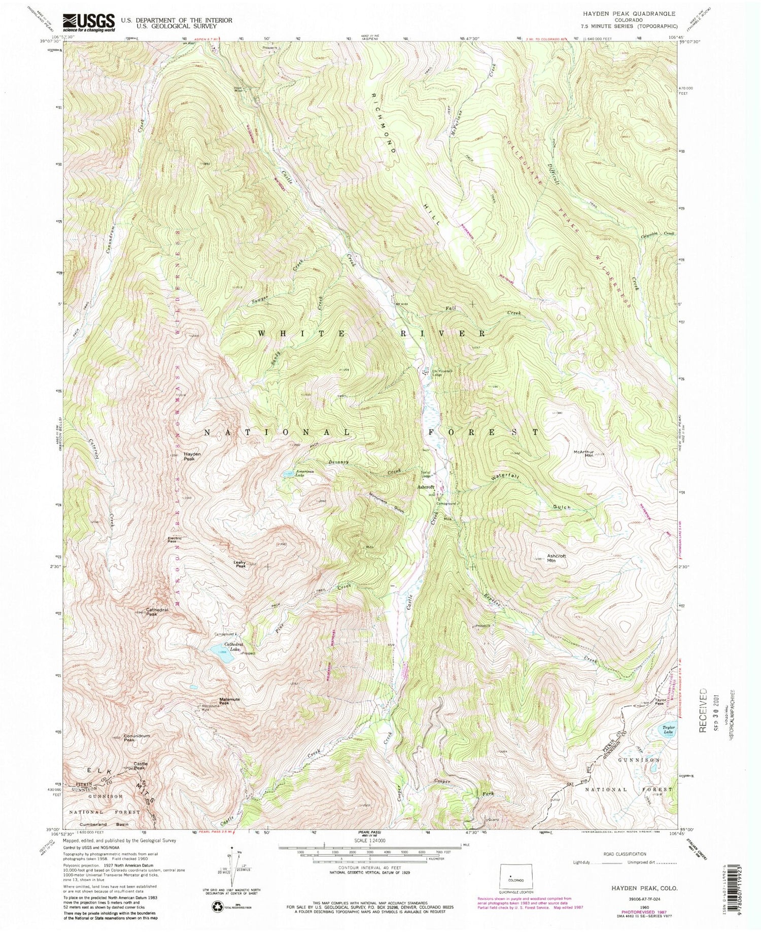Classic USGS Hayden Peak Colorado 7.5'x7.5' Topo Map – MyTopo Map Store