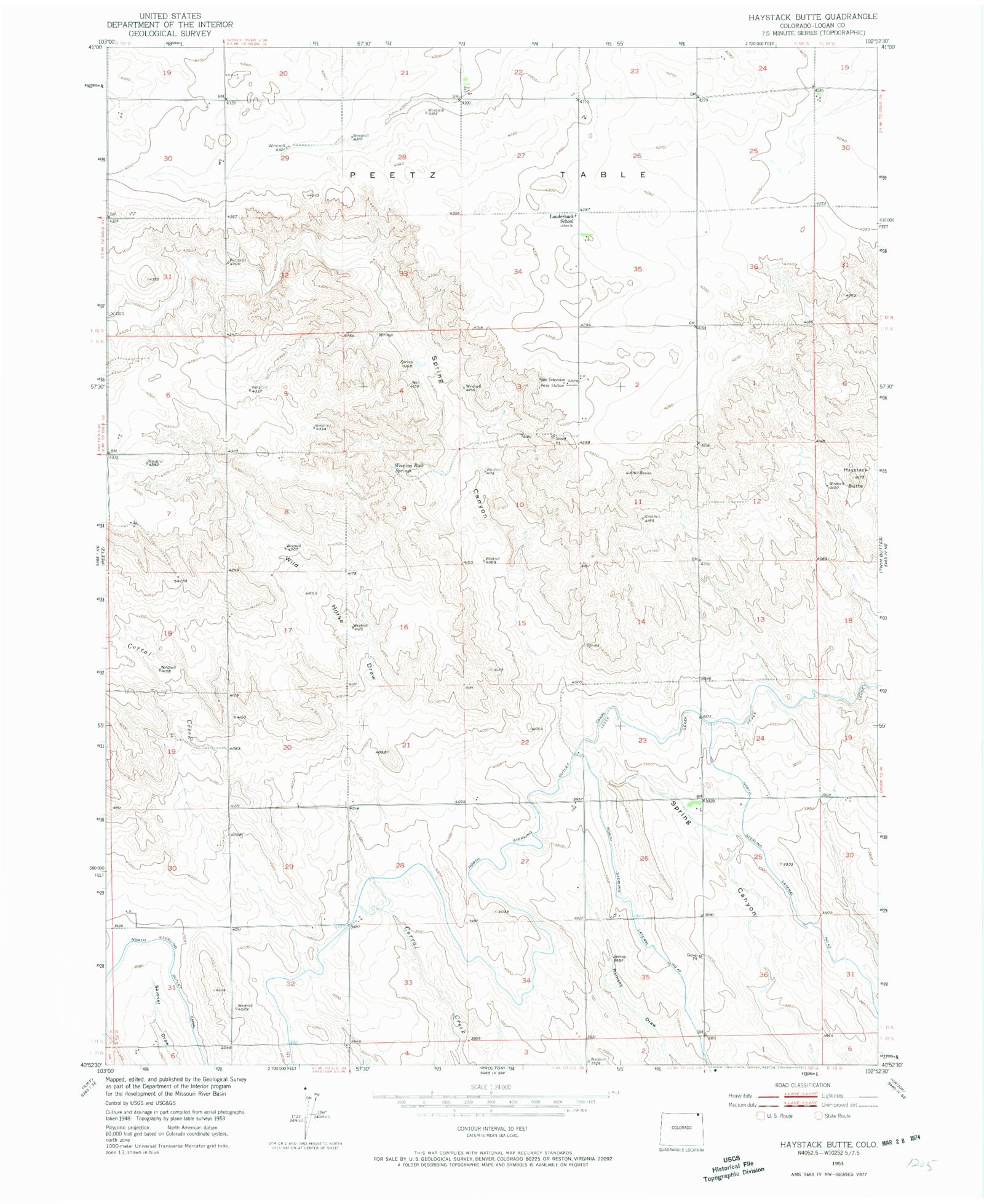 Classic USGS Haystack Butte Colorado 7.5'x7.5' Topo Map – MyTopo Map Store