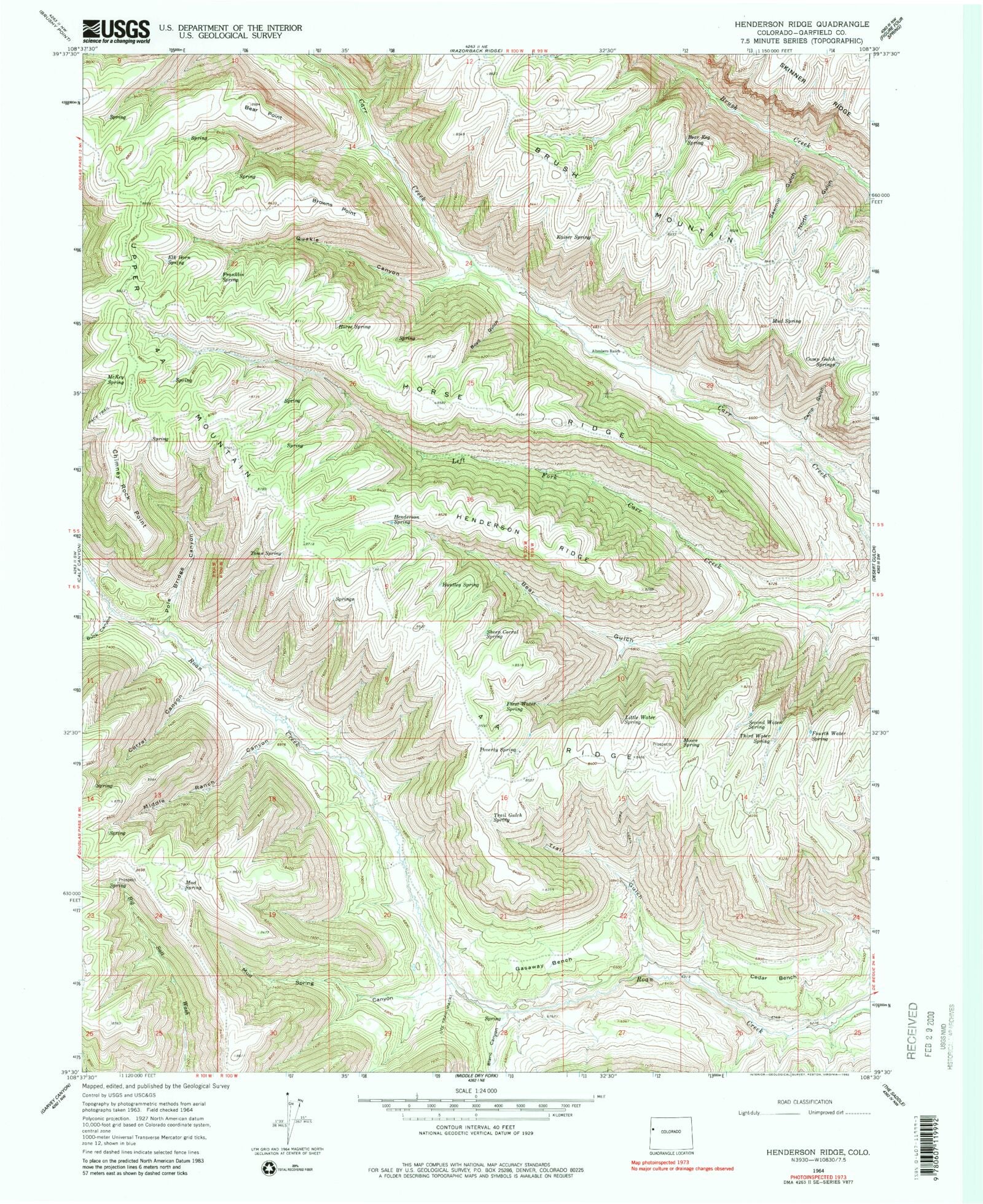 Classic USGS Henderson Ridge Colorado 7.5'x7.5' Topo Map – MyTopo Map Store