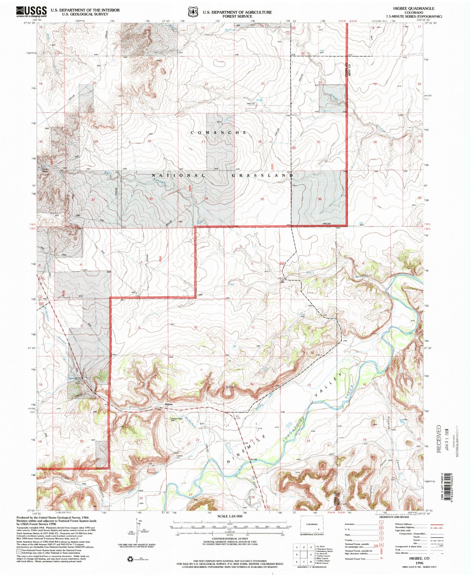 Classic USGS Higbee Colorado 7.5'x7.5' Topo Map – MyTopo Map Store