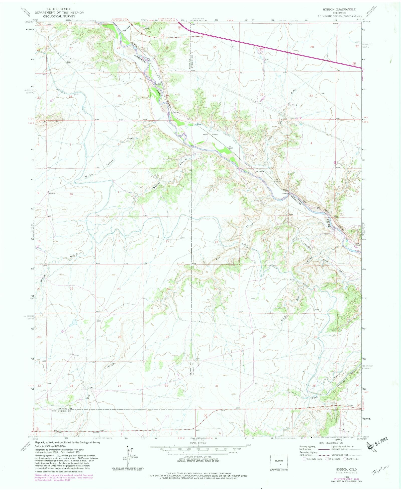 Classic USGS Hobson Colorado 7.5'x7.5' Topo Map – MyTopo Map Store