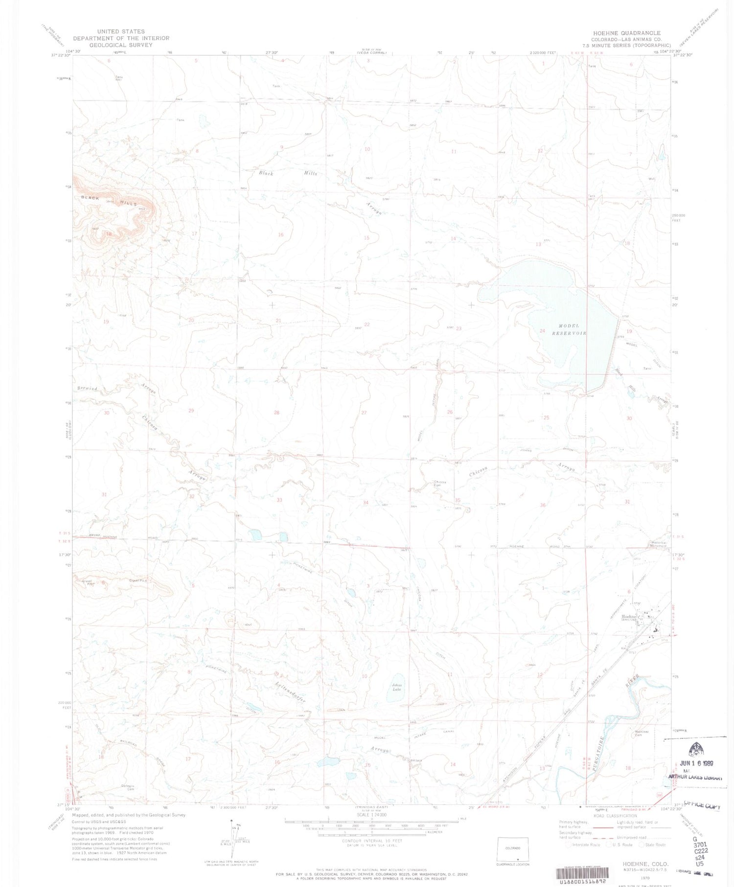 Classic USGS Hoehne Colorado 7.5'x7.5' Topo Map – MyTopo Map Store