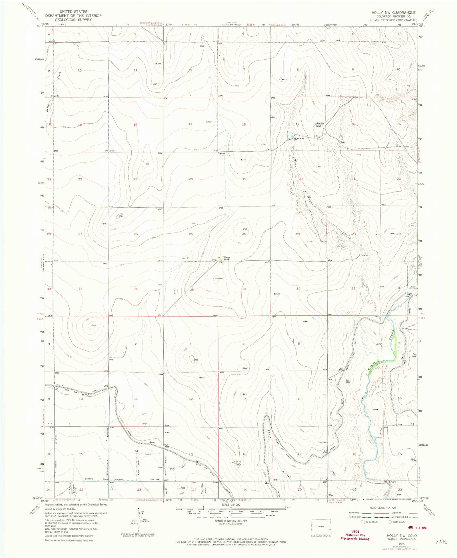 Classic USGS Holly NW Colorado 7.5'x7.5' Topo Map – MyTopo Map Store