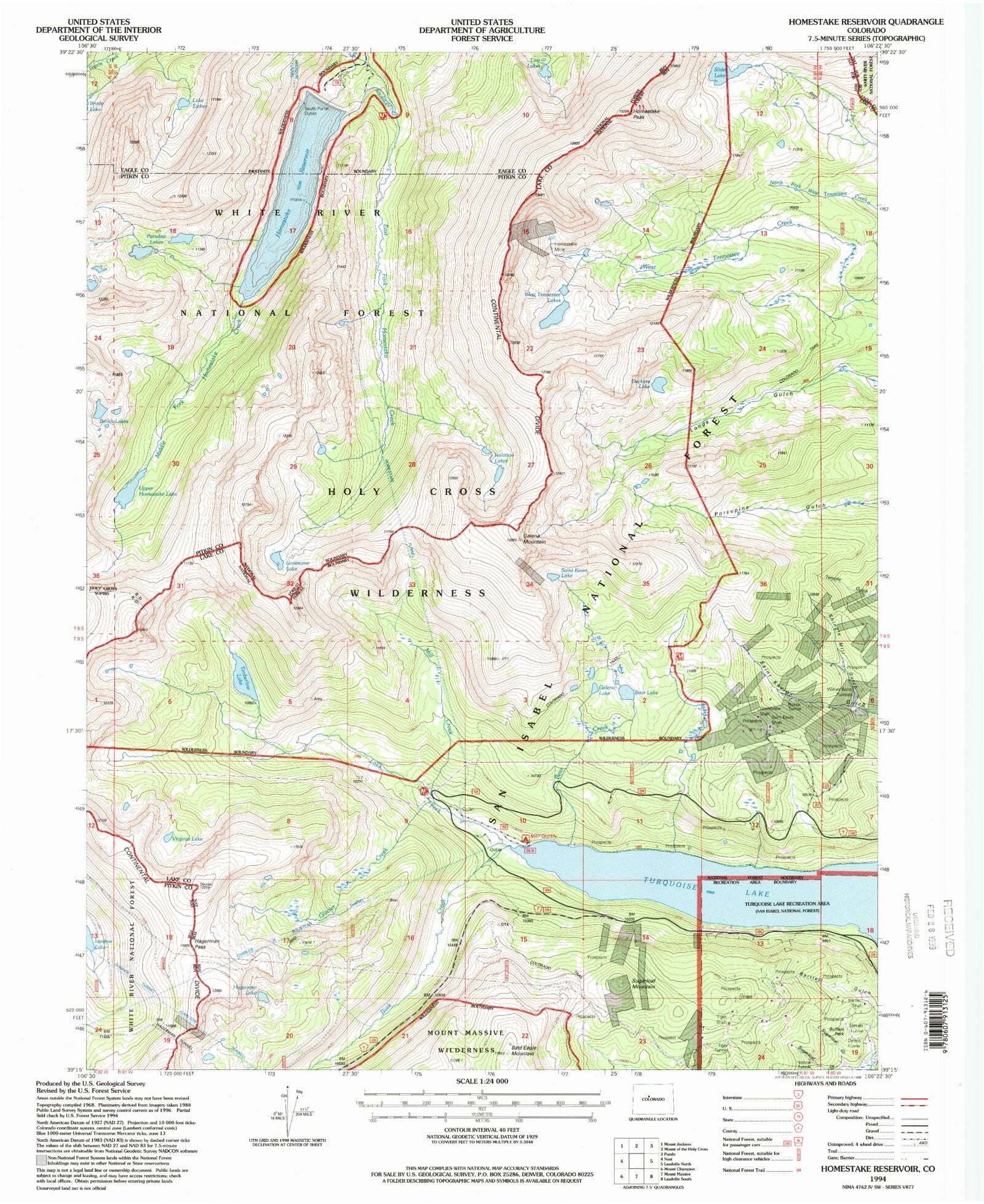 Classic USGS Homestake Reservoir Colorado 7.5'x7.5' Topo Map – MyTopo ...