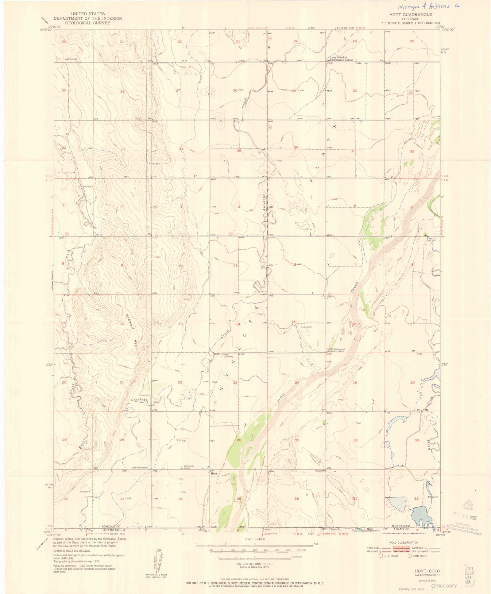 Classic USGS Hoyt Colorado 7.5'x7.5' Topo Map – MyTopo Map Store