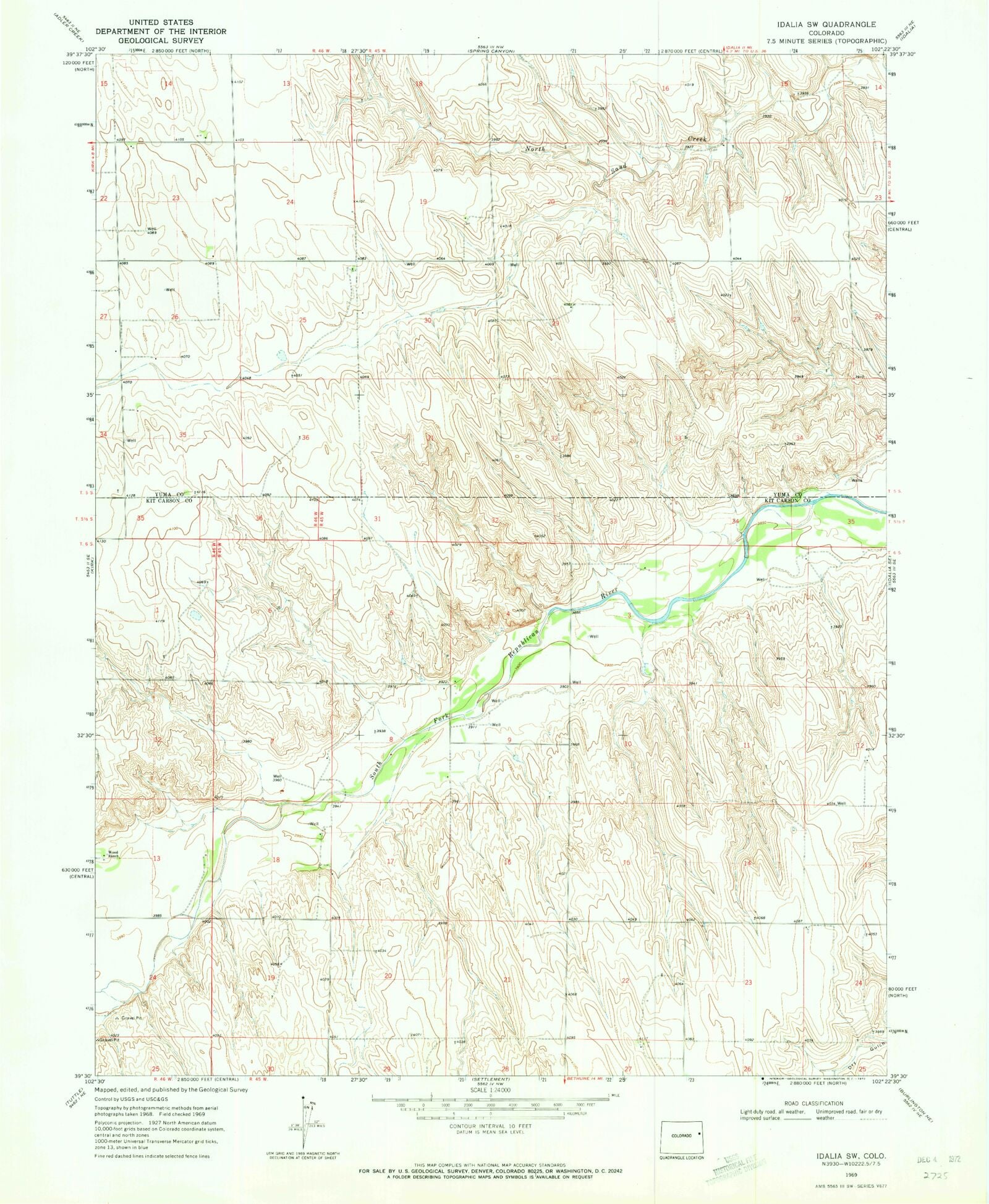 Classic USGS Idalia SW Colorado 7.5'x7.5' Topo Map – MyTopo Map Store