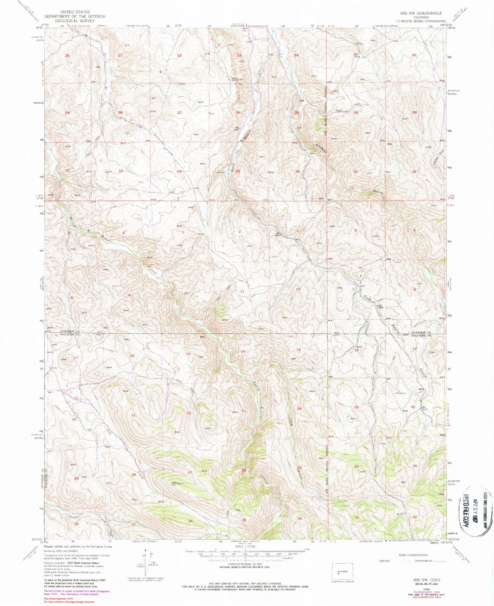 Classic USGS Iris NW Colorado 7.5'x7.5' Topo Map – MyTopo Map Store