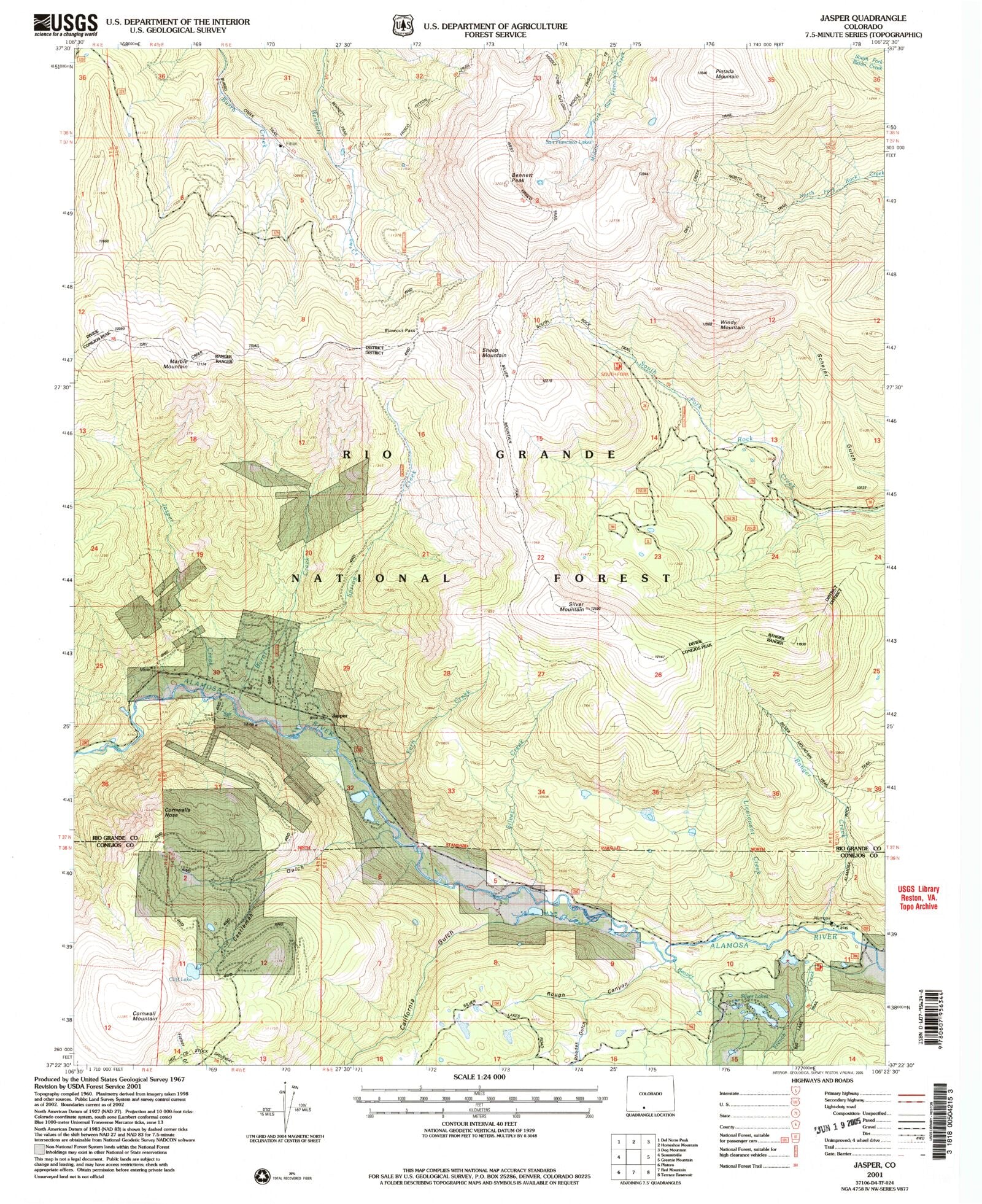 Classic USGS Jasper Colorado 7.5'x7.5' Topo Map – MyTopo Map Store