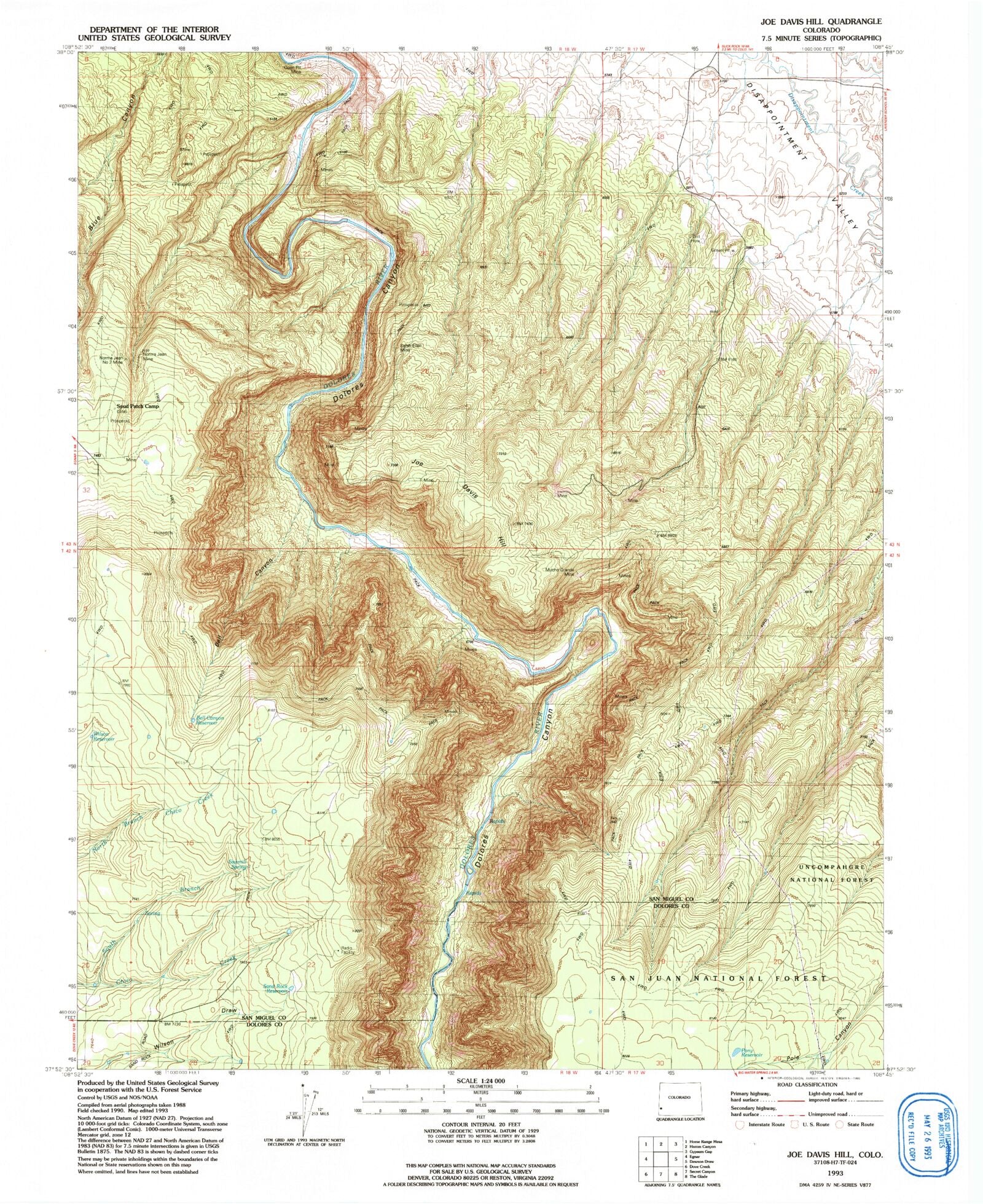Classic USGS Joe Davis Hill Colorado 7.5'x7.5' Topo Map – MyTopo Map Store