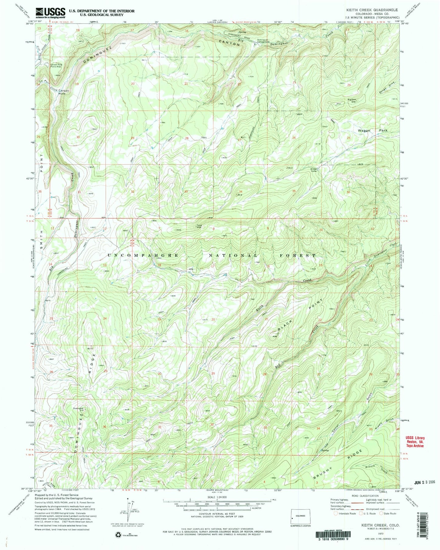 Classic USGS Keith Creek Colorado 7.5'x7.5' Topo Map – MyTopo Map Store
