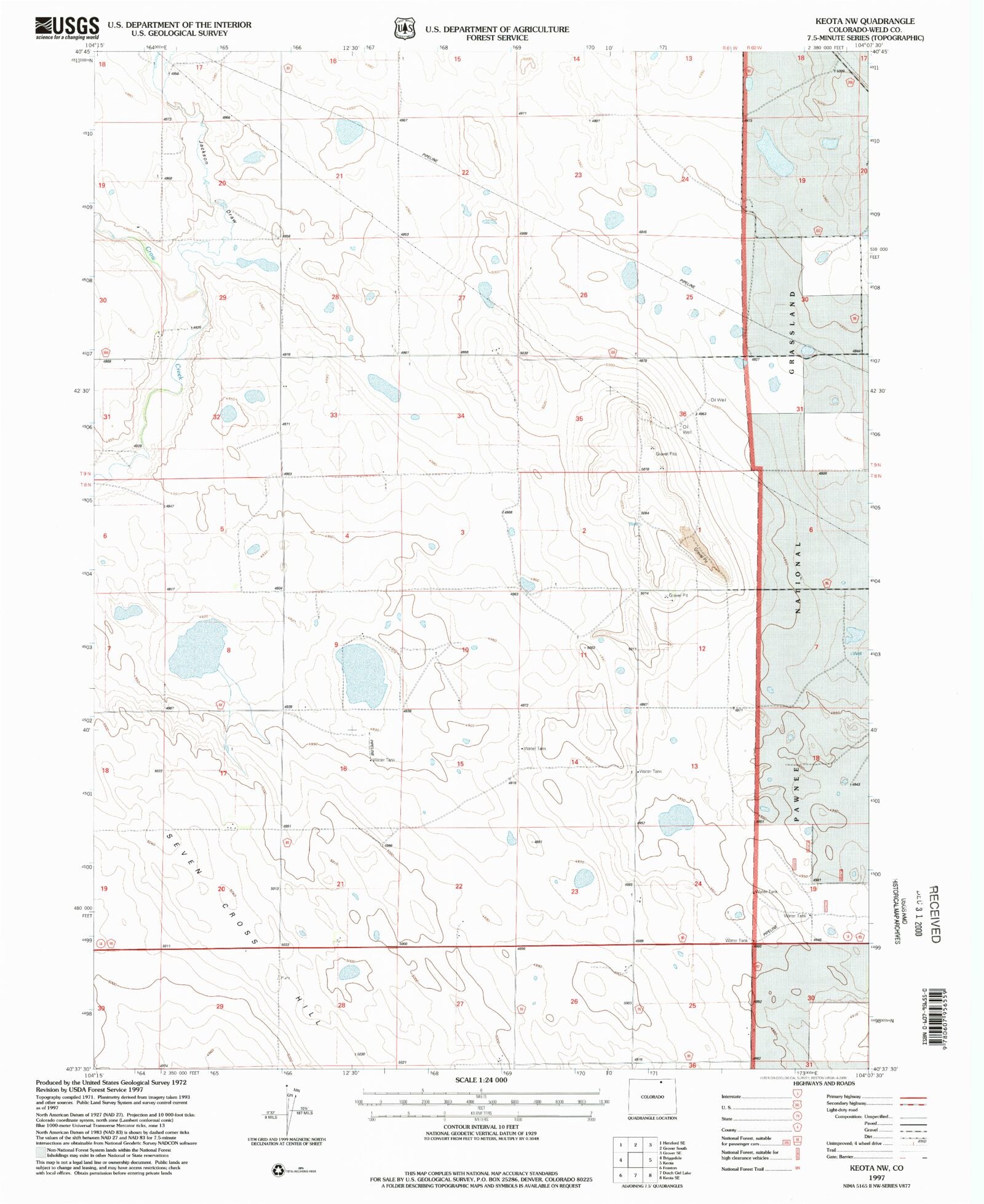 Classic USGS Keota NW Colorado 7.5'x7.5' Topo Map – MyTopo Map Store