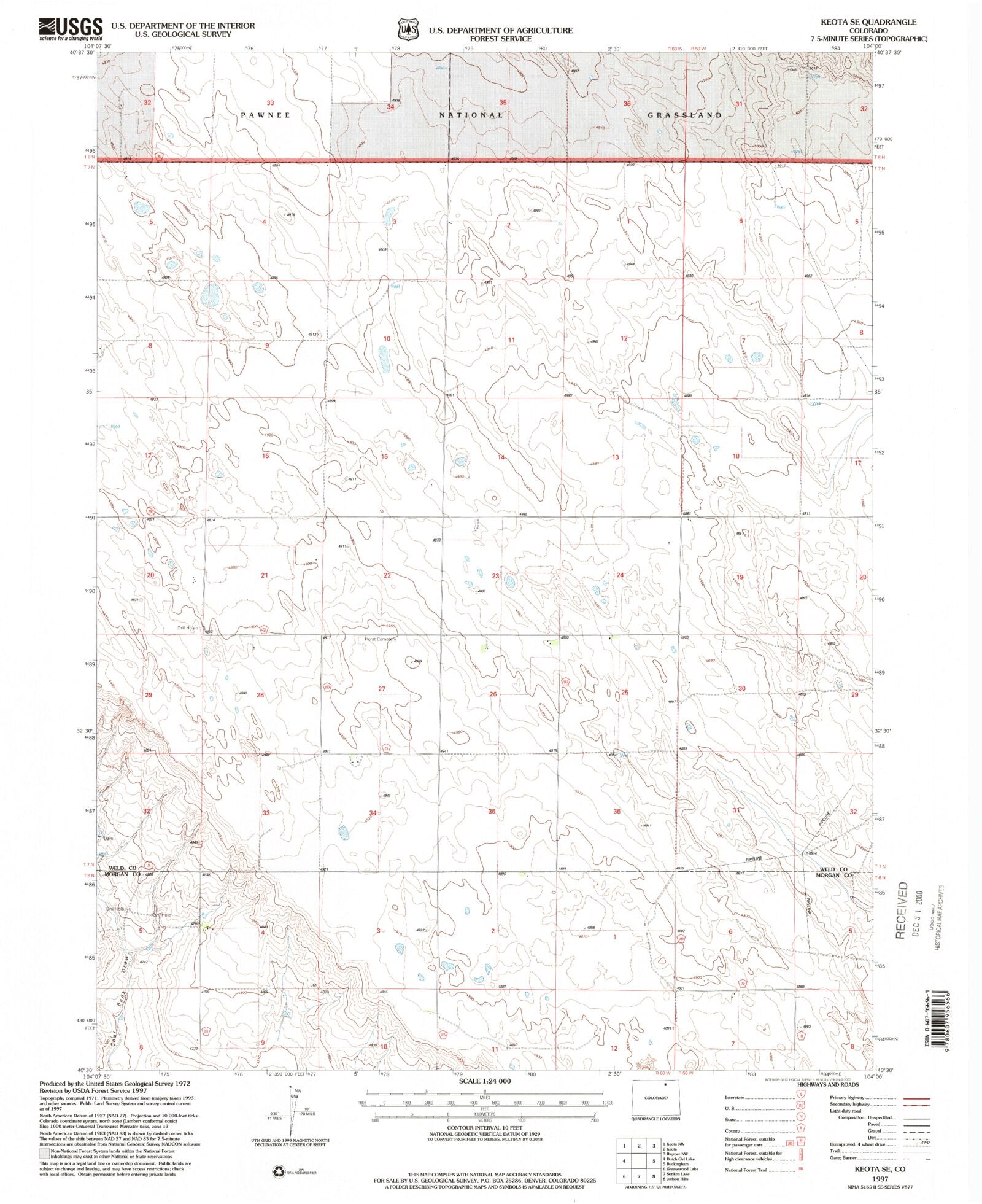 Classic USGS Keota SE Colorado 7.5'x7.5' Topo Map – MyTopo Map Store