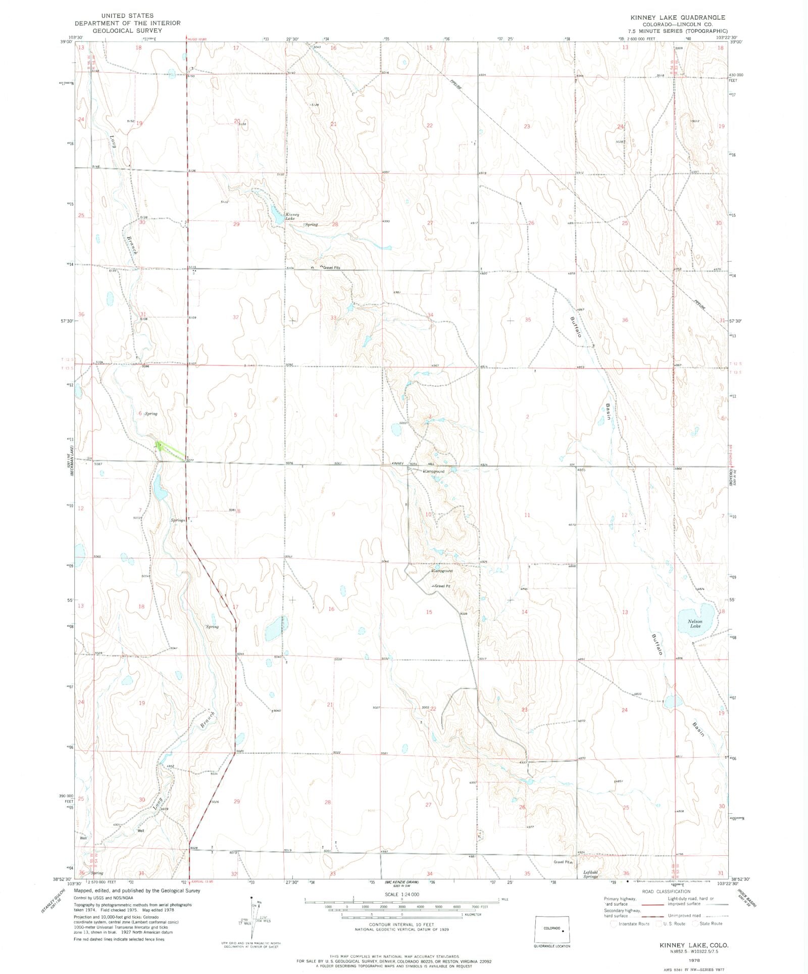 Classic USGS Kinney Lake Colorado 7.5'x7.5' Topo Map – MyTopo Map Store