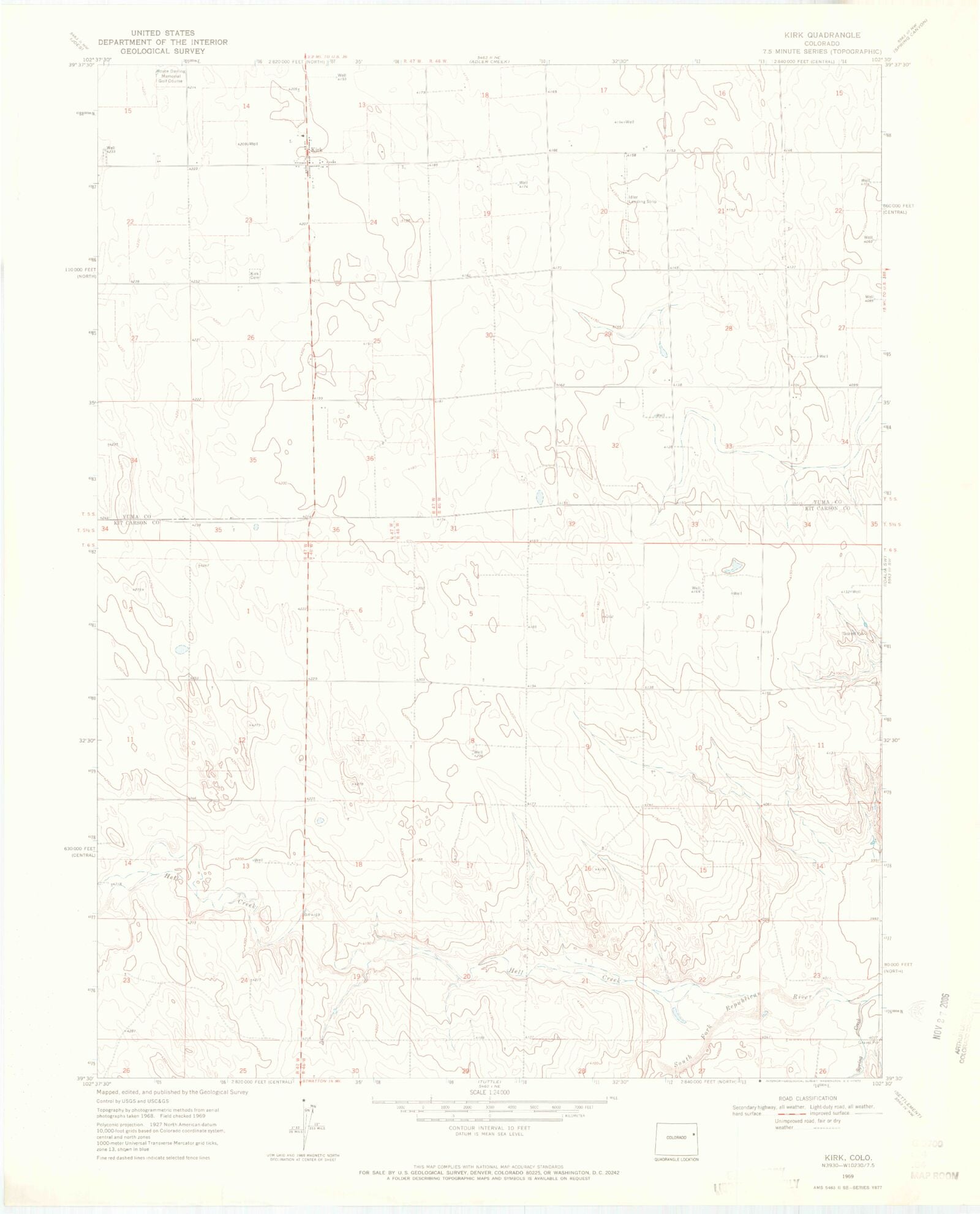 Classic USGS Kirk Colorado 7.5'x7.5' Topo Map – MyTopo Map Store