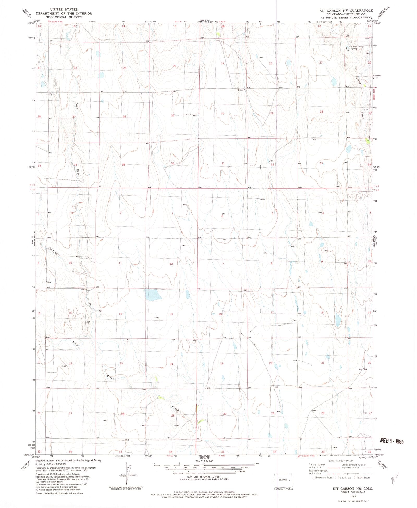 Classic USGS Kit Carson NW Colorado 7.5'x7.5' Topo Map – MyTopo Map Store
