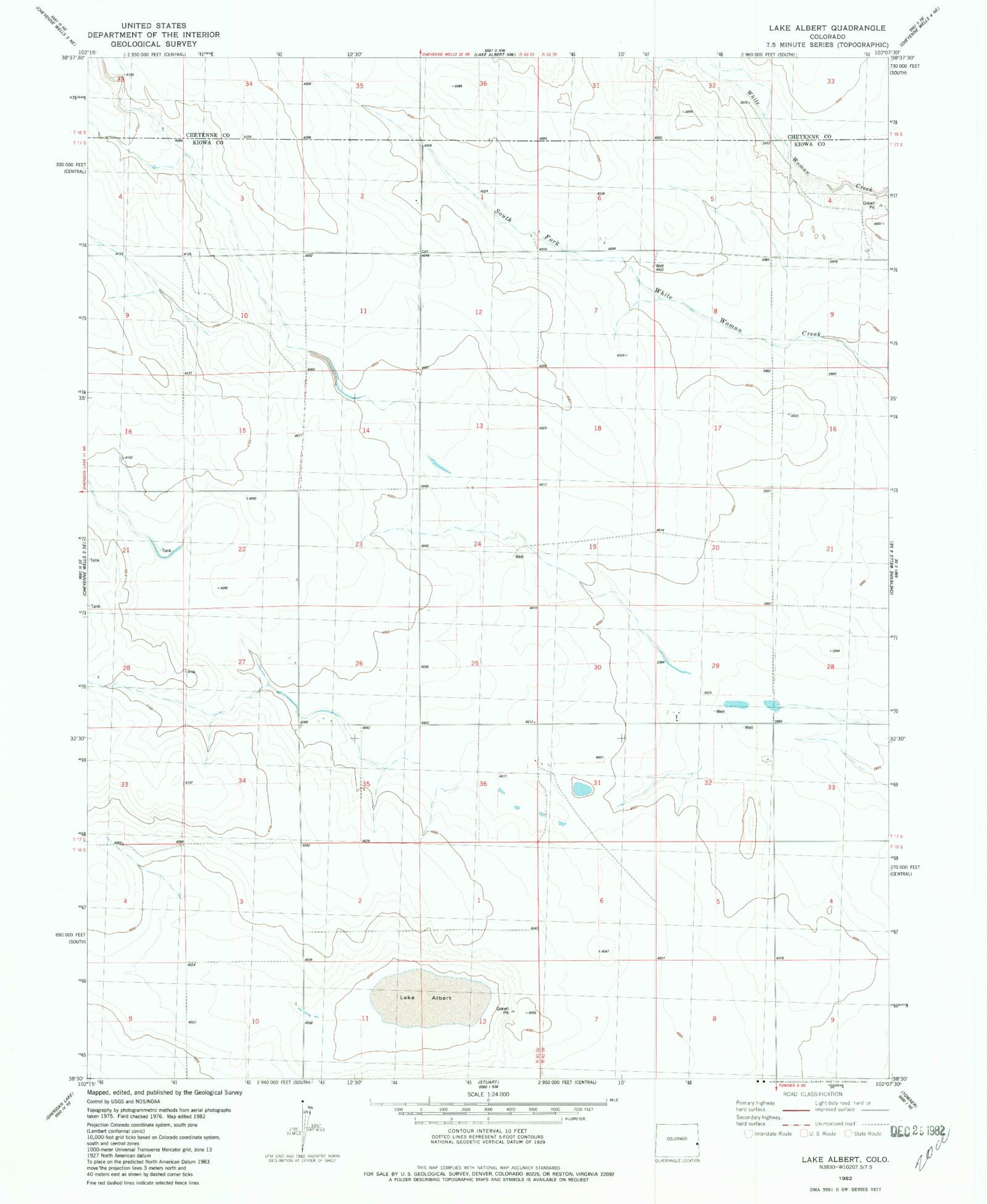 Classic USGS Lake Albert Colorado 7.5'x7.5' Topo Map – MyTopo Map Store