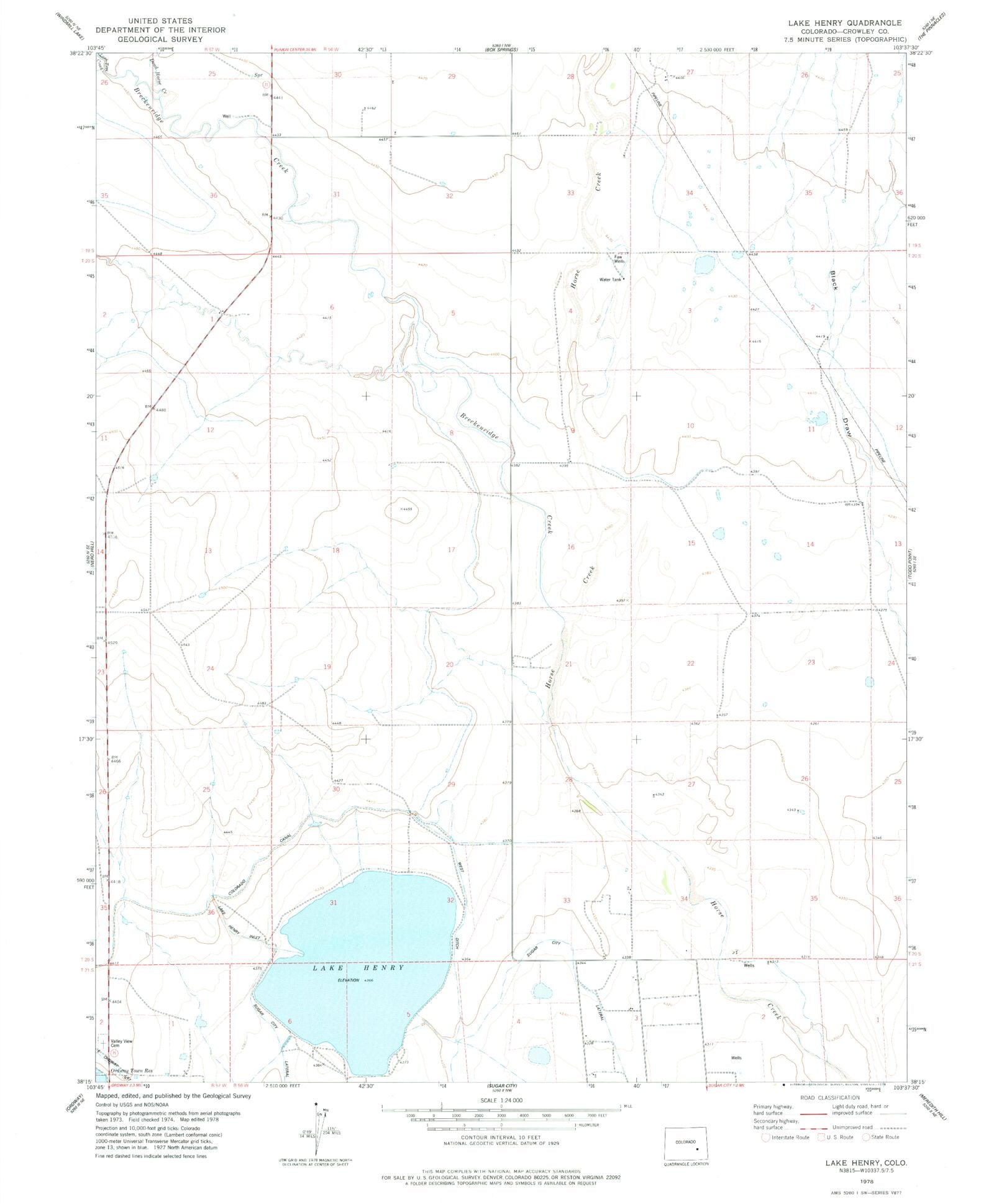 Classic USGS Lake Henry Colorado 7.5'x7.5' Topo Map – MyTopo Map Store