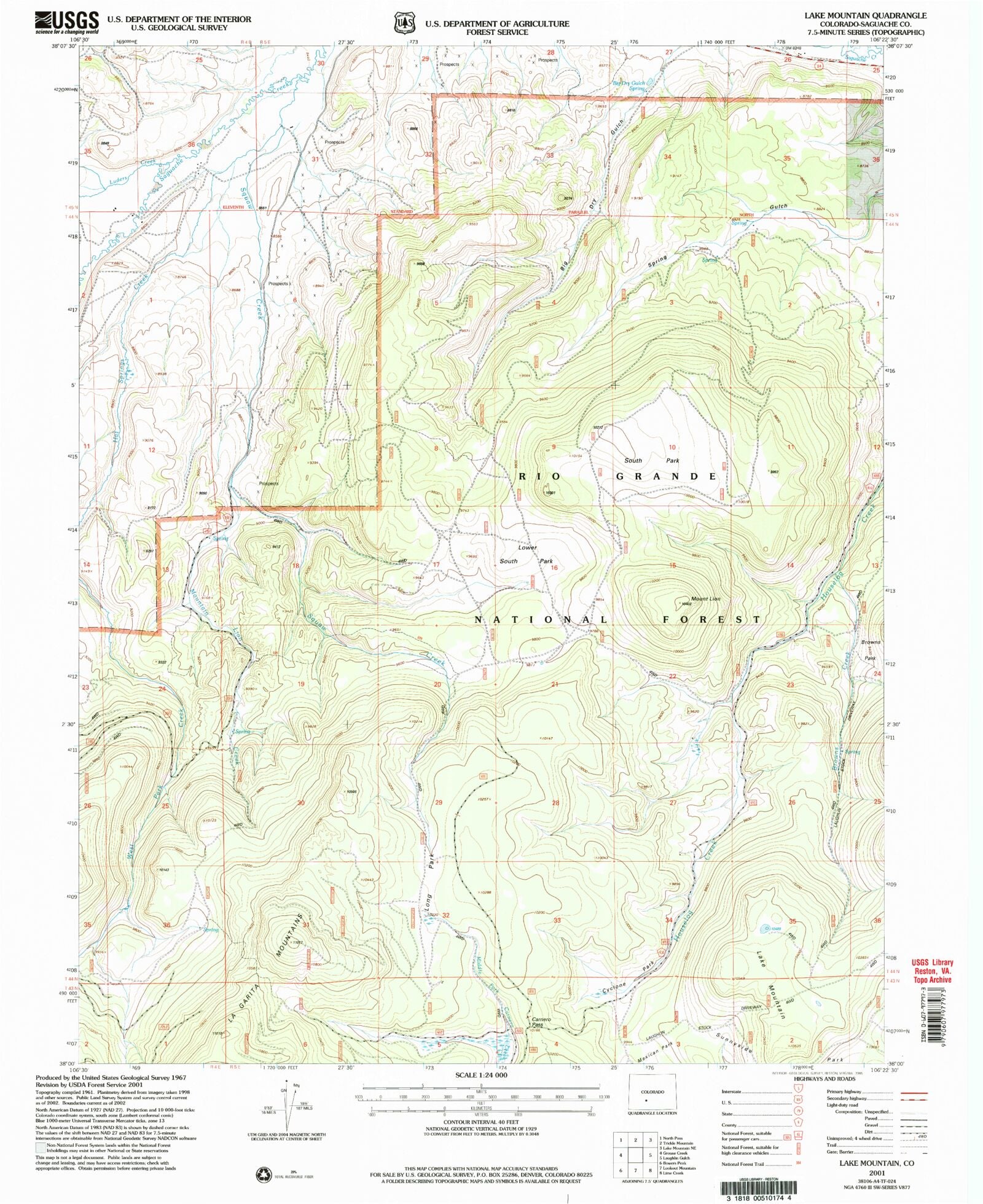 Classic USGS Lake Mountain Colorado 7.5'x7.5' Topo Map – MyTopo Map Store