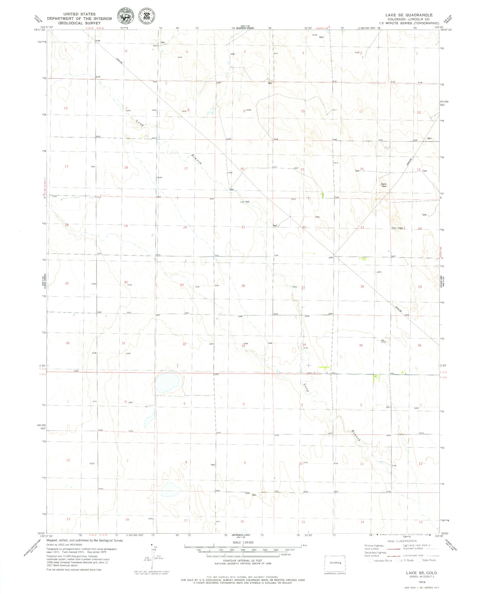 Classic USGS Lake SE Colorado 7.5'x7.5' Topo Map – MyTopo Map Store