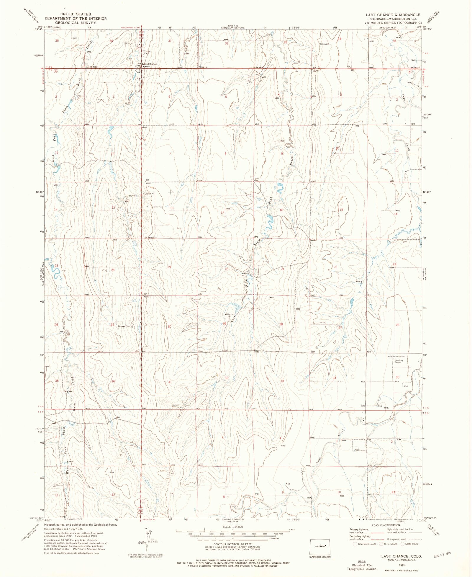 Classic USGS Last Chance Colorado 7.5'x7.5' Topo Map – MyTopo Map Store