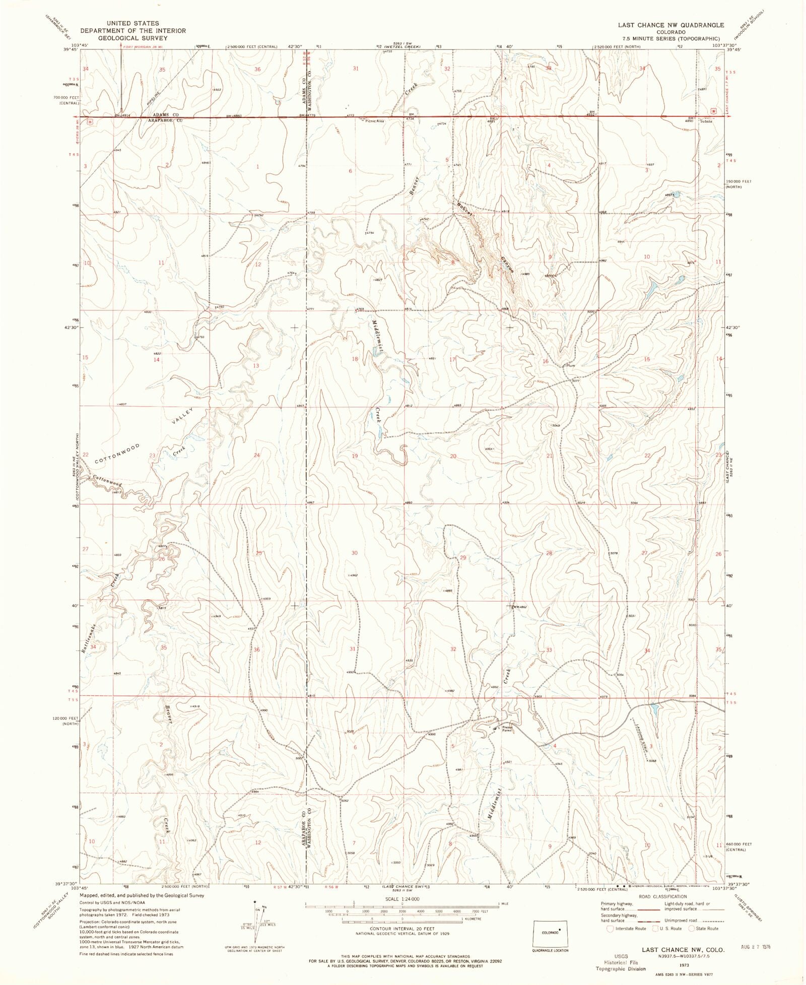 Classic USGS Last Chance NW Colorado 7.5'x7.5' Topo Map – MyTopo Map Store