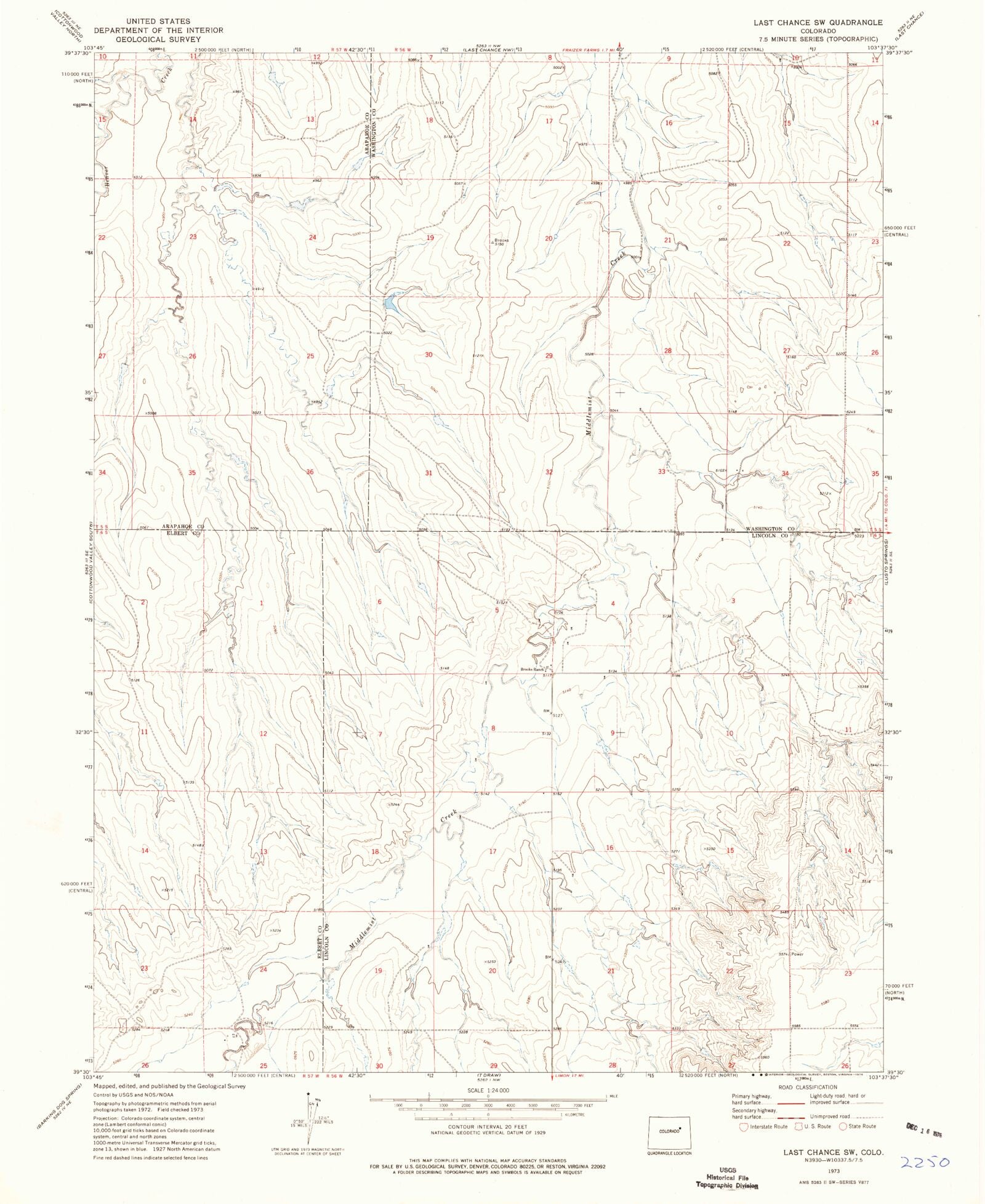Classic USGS Last Chance SW Colorado 7.5'x7.5' Topo Map – MyTopo Map Store