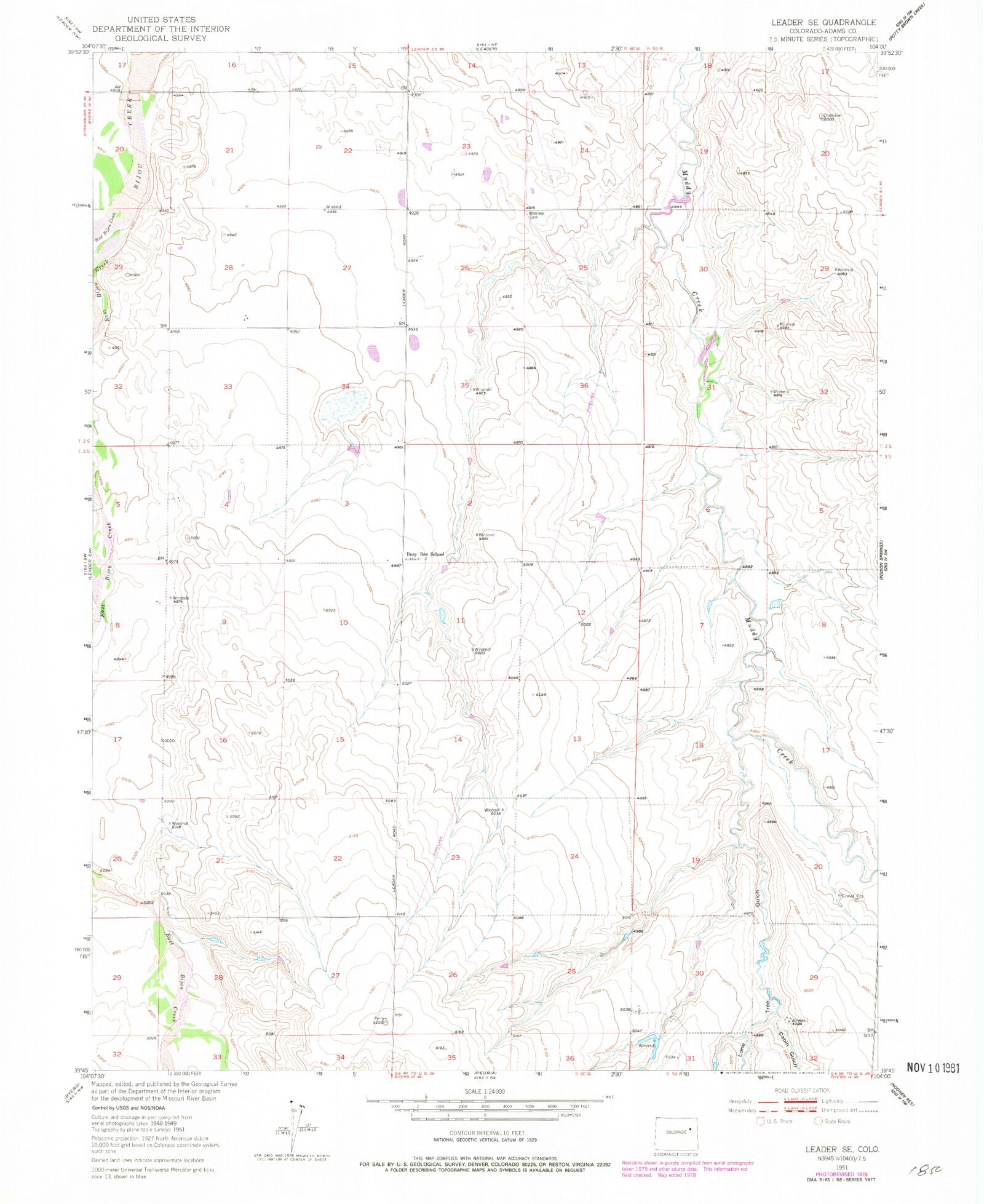 Classic USGS Leader SE Colorado 7.5'x7.5' Topo Map – MyTopo Map Store