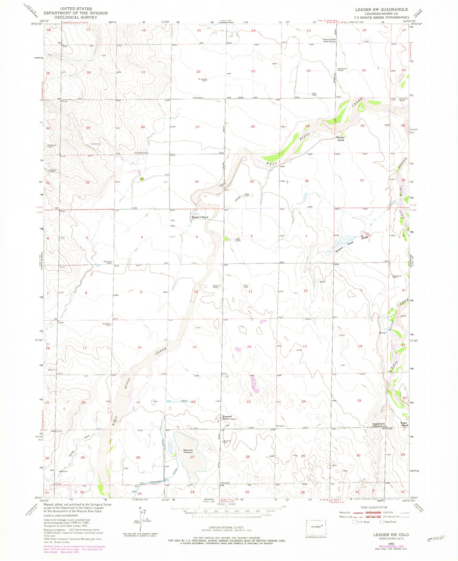 Classic USGS Leader SW Colorado 7.5'x7.5' Topo Map – MyTopo Map Store