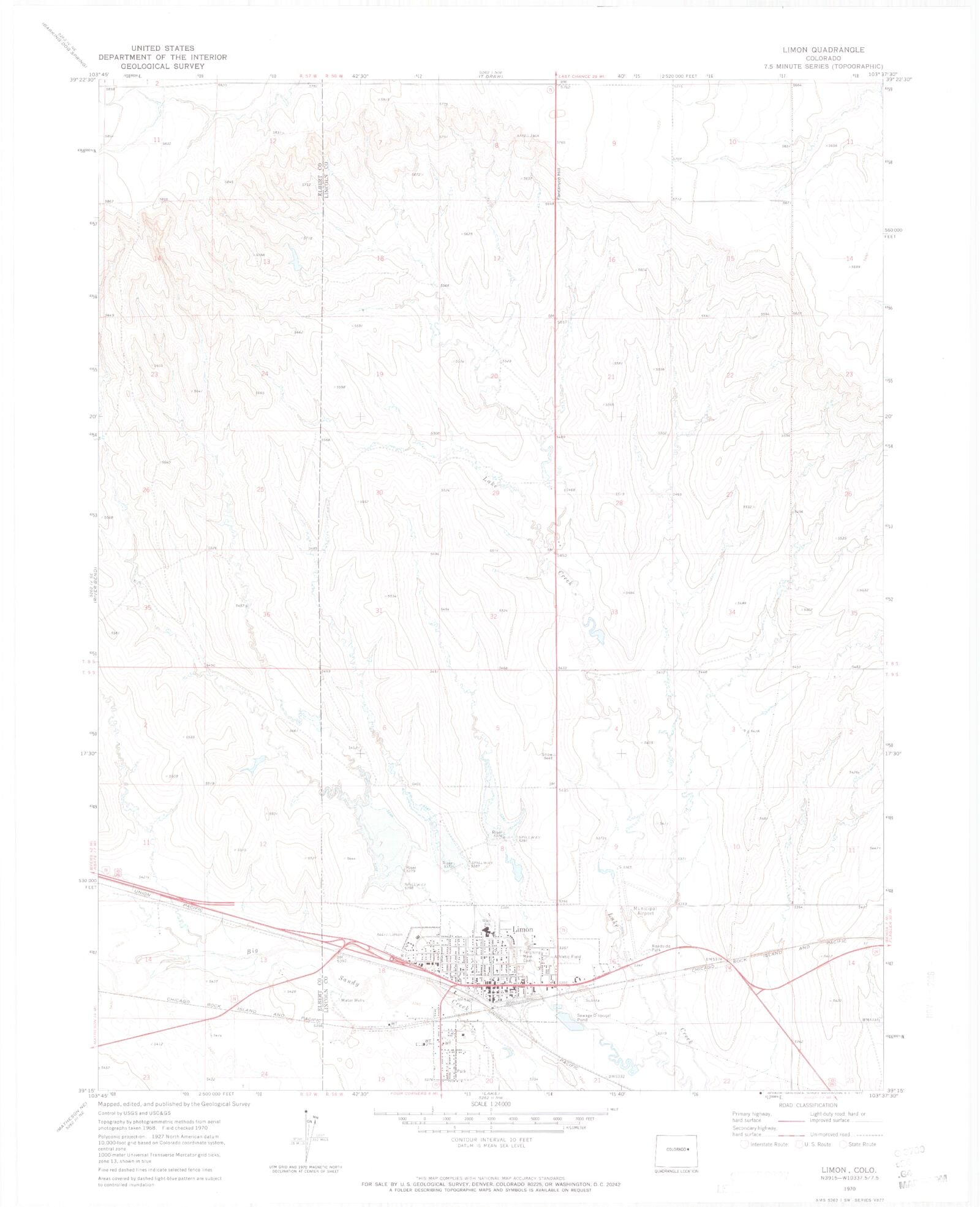 Classic USGS Limon Colorado 7.5'x7.5' Topo Map – MyTopo Map Store
