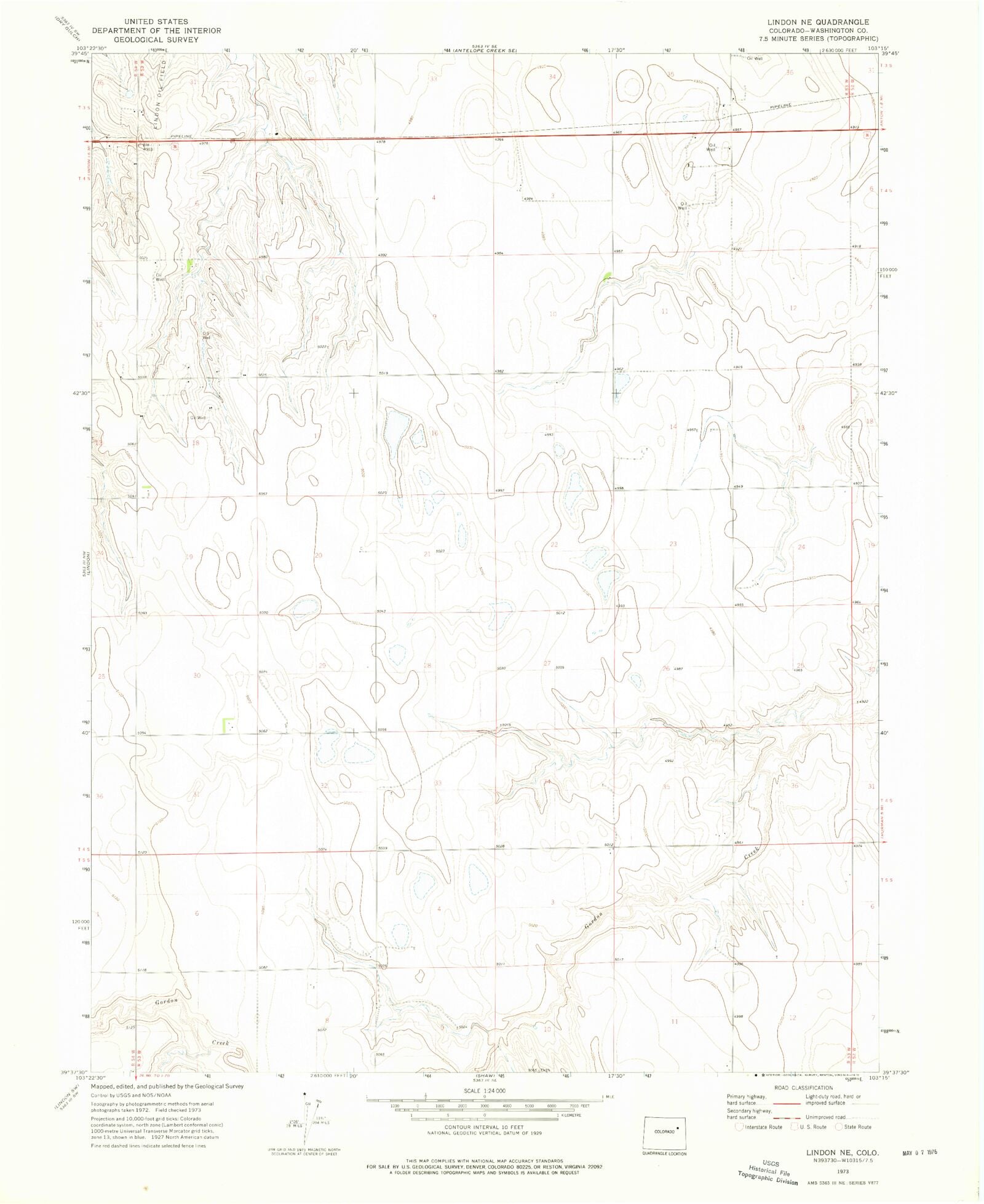 Classic USGS Lindon NE Colorado 7.5'x7.5' Topo Map – MyTopo Map Store