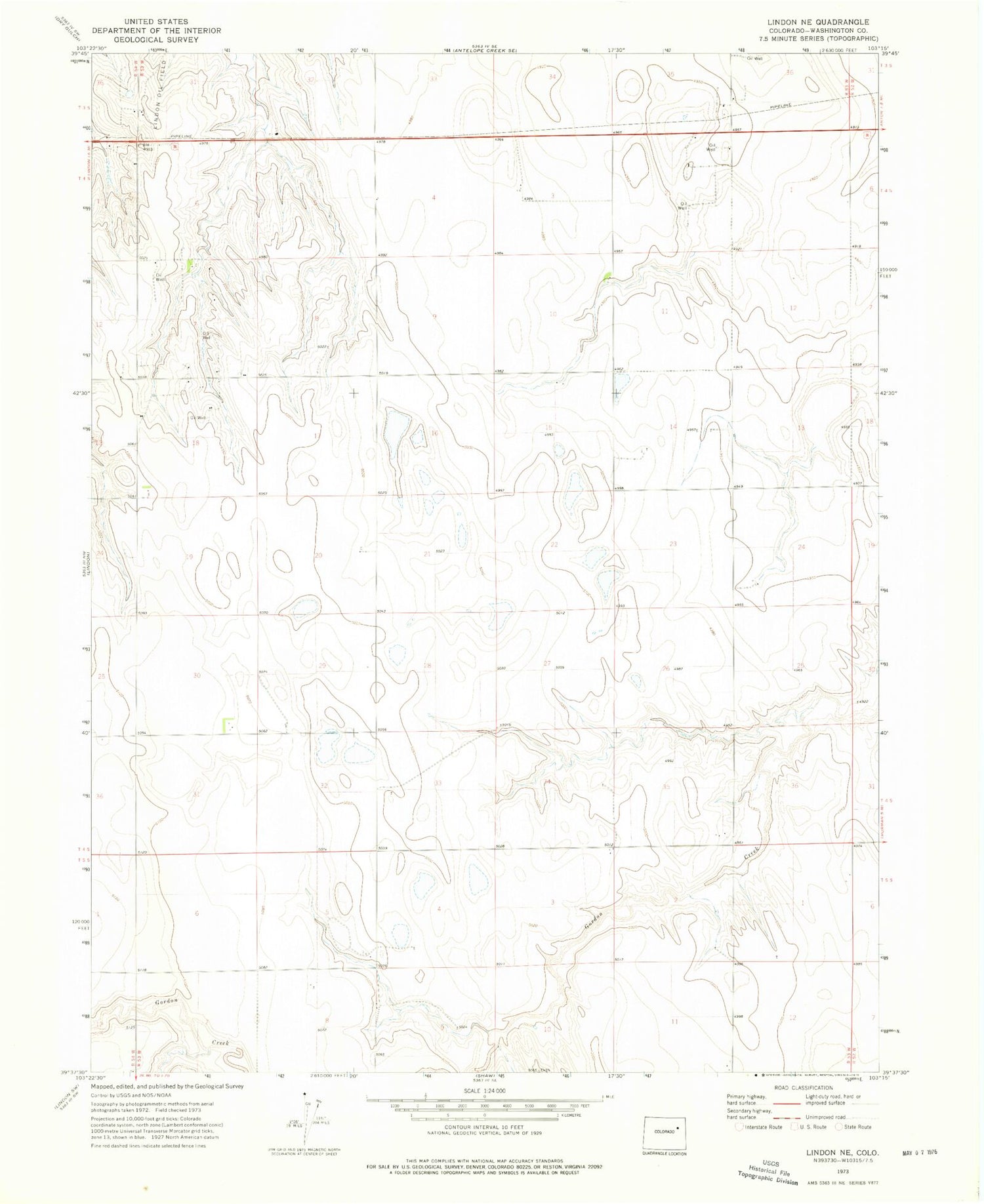 Classic USGS Lindon NE Colorado 7.5'x7.5' Topo Map – MyTopo Map Store
