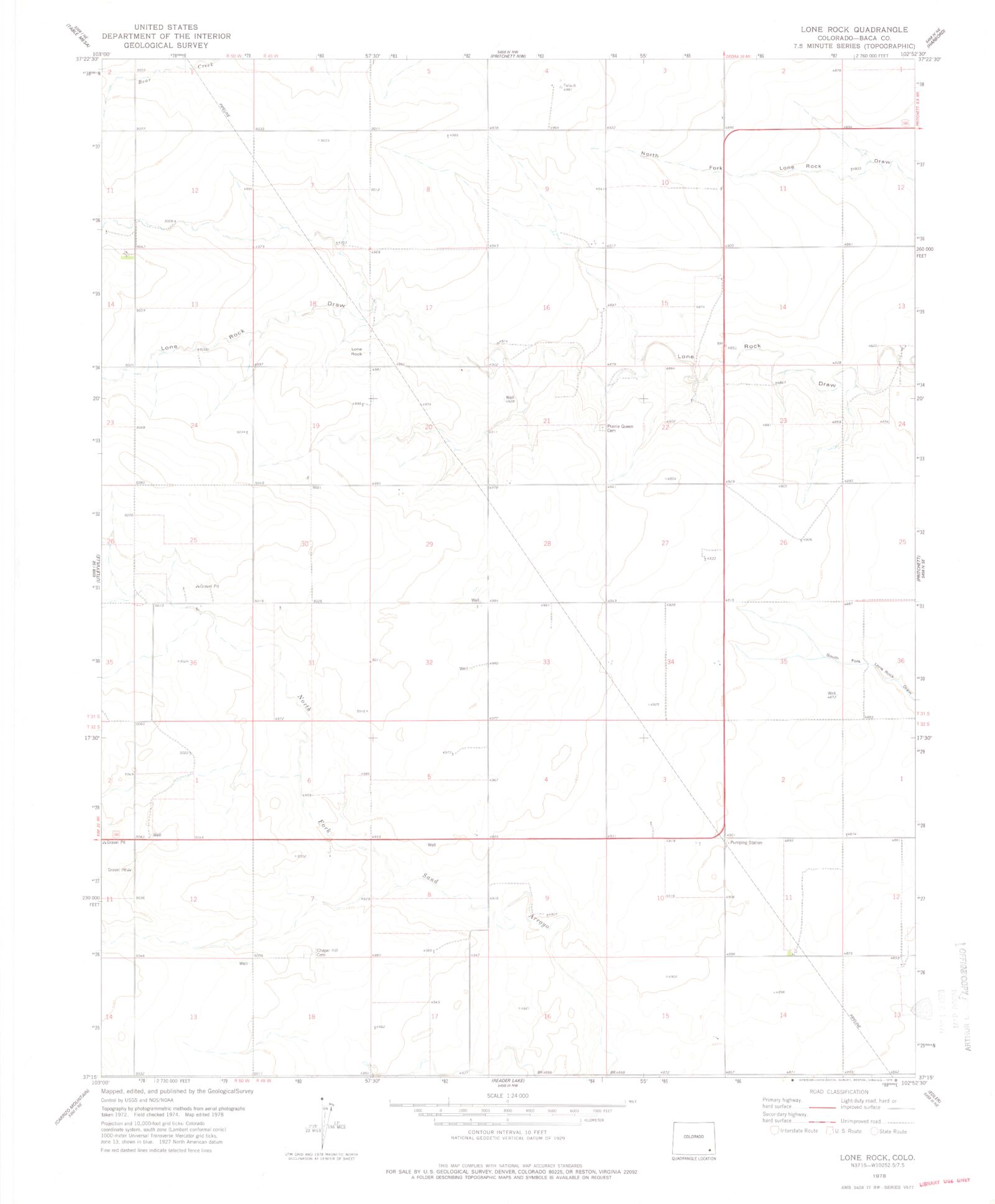Classic USGS Lone Rock Colorado 7.5'x7.5' Topo Map – MyTopo Map Store