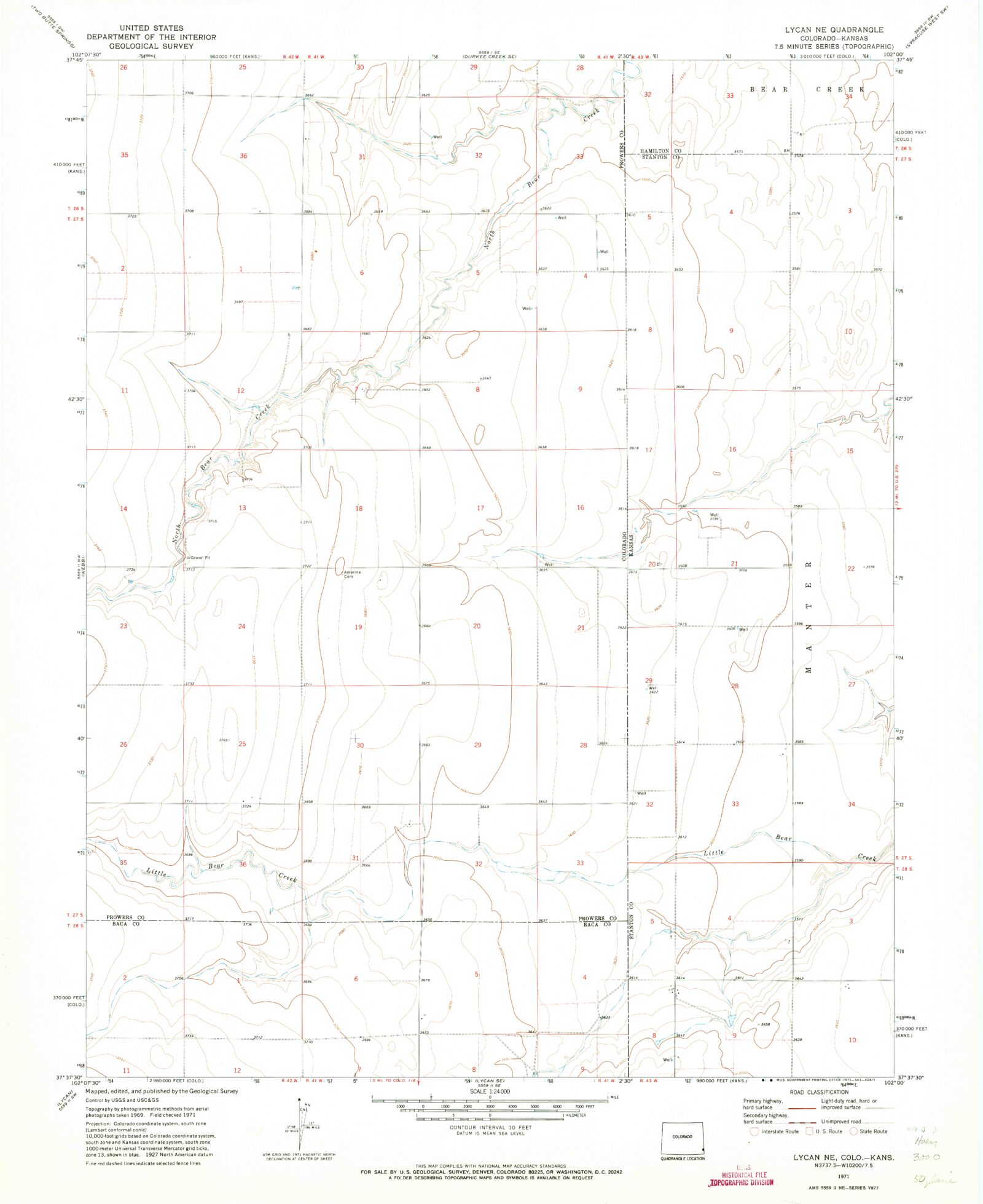 Classic USGS Lycan NE Colorado 7.5'x7.5' Topo Map – MyTopo Map Store