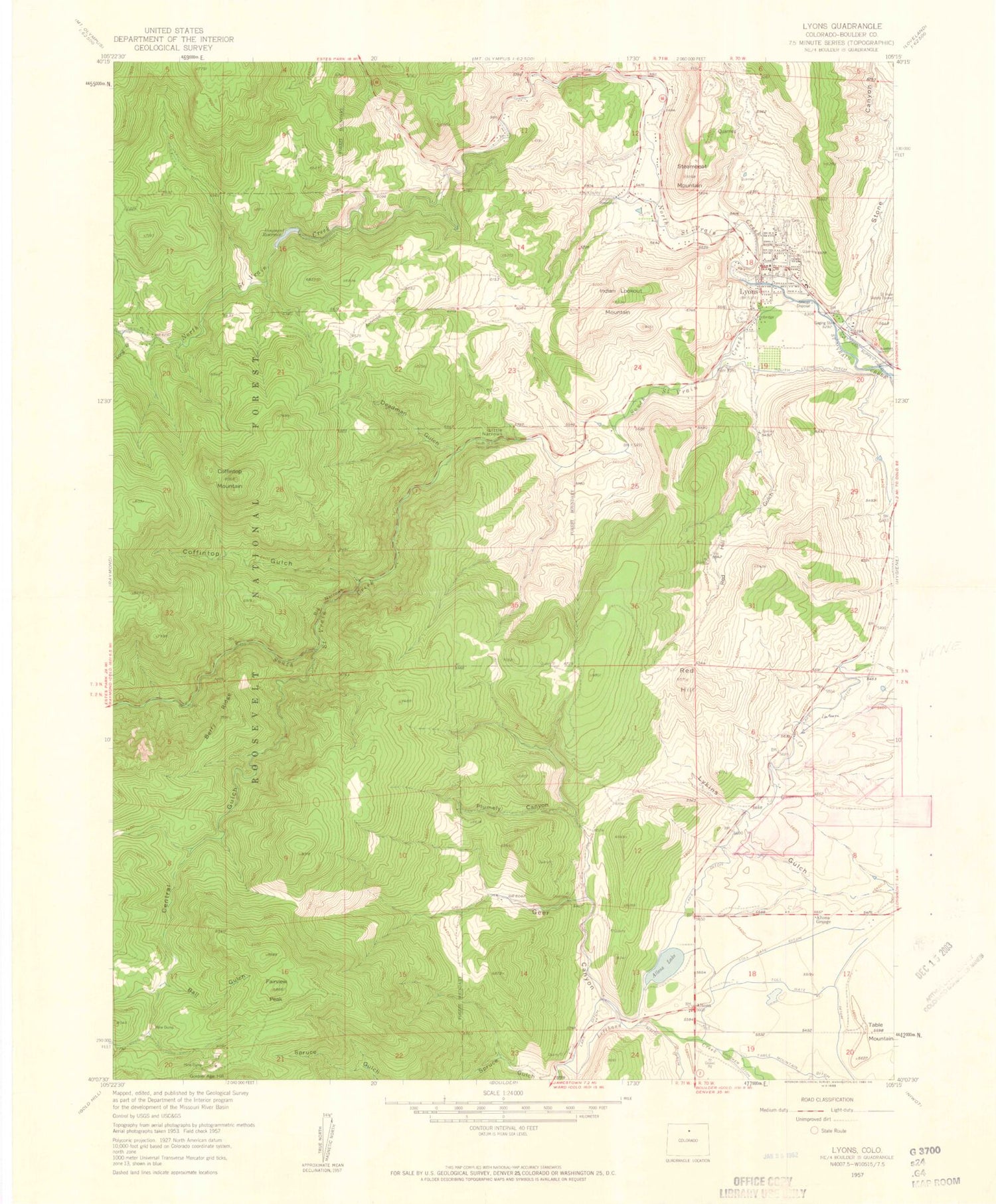 Classic USGS Lyons Colorado 7.5'x7.5' Topo Map – MyTopo Map Store