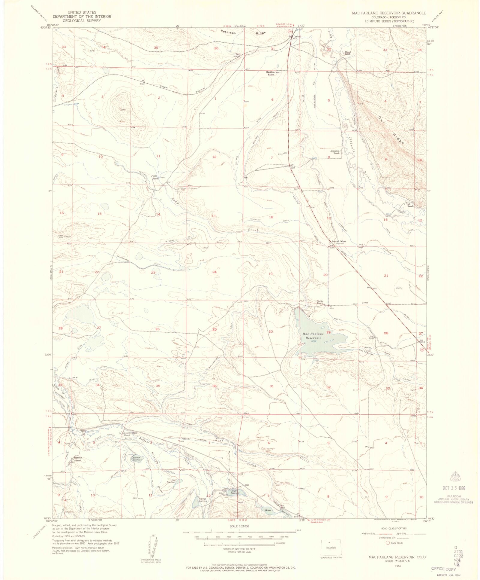 Classic USGS MacFarlane Reservoir Colorado 7.5'x7.5' Topo Map – MyTopo ...