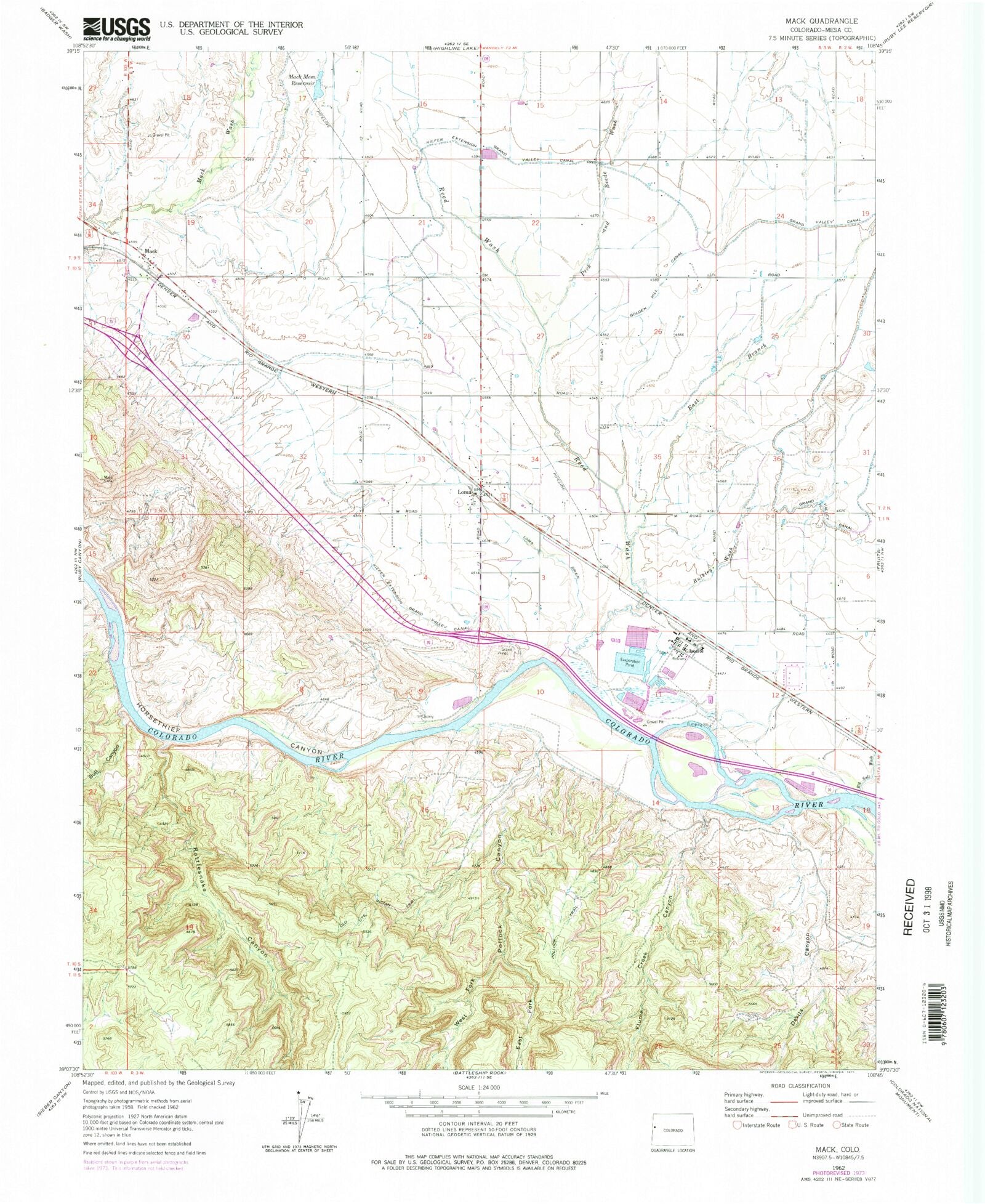 Classic USGS Mack Colorado 7.5'x7.5' Topo Map – MyTopo Map Store