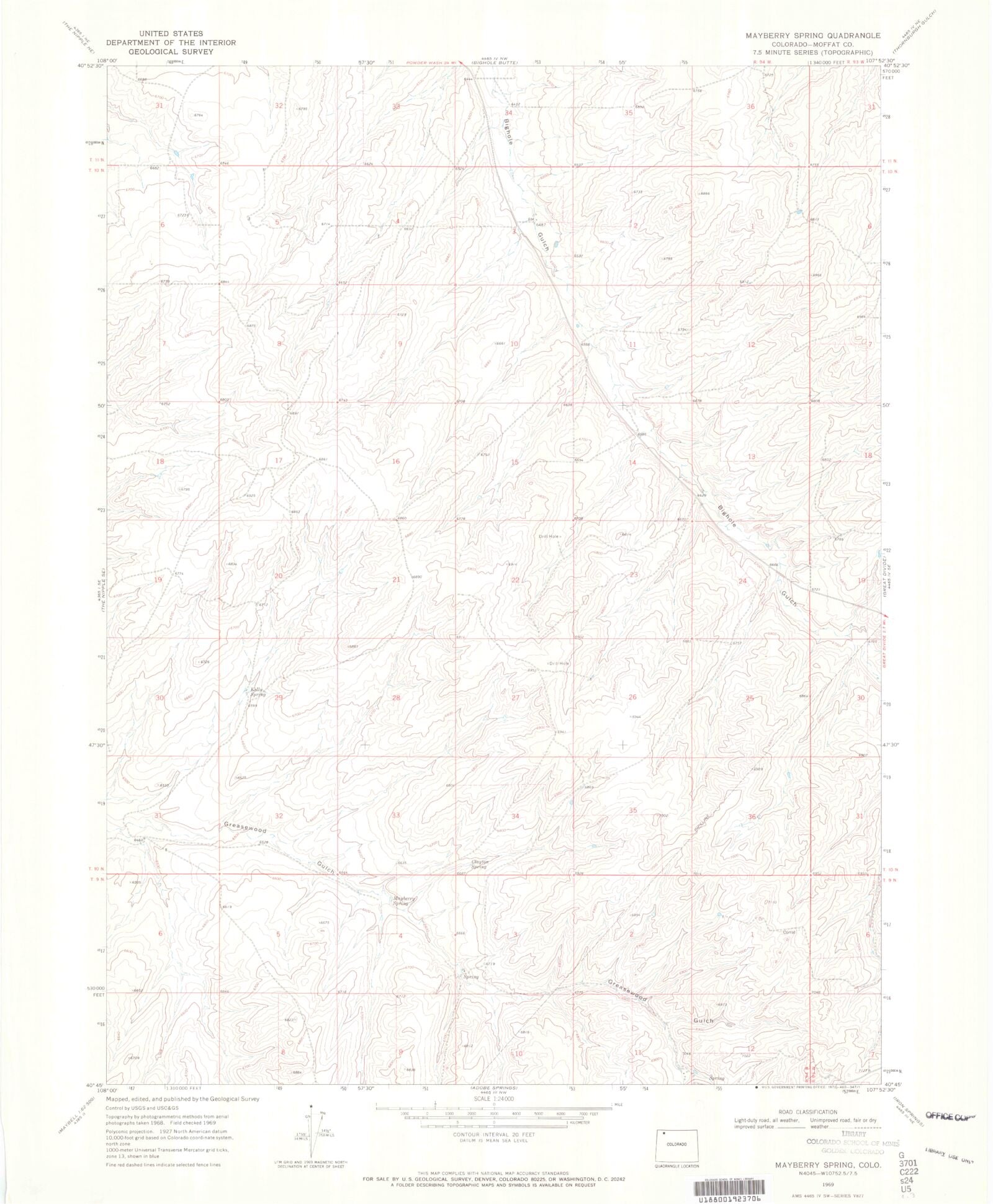 Classic USGS Mayberry Spring Colorado 7.5'x7.5' Topo Map – MyTopo Map Store