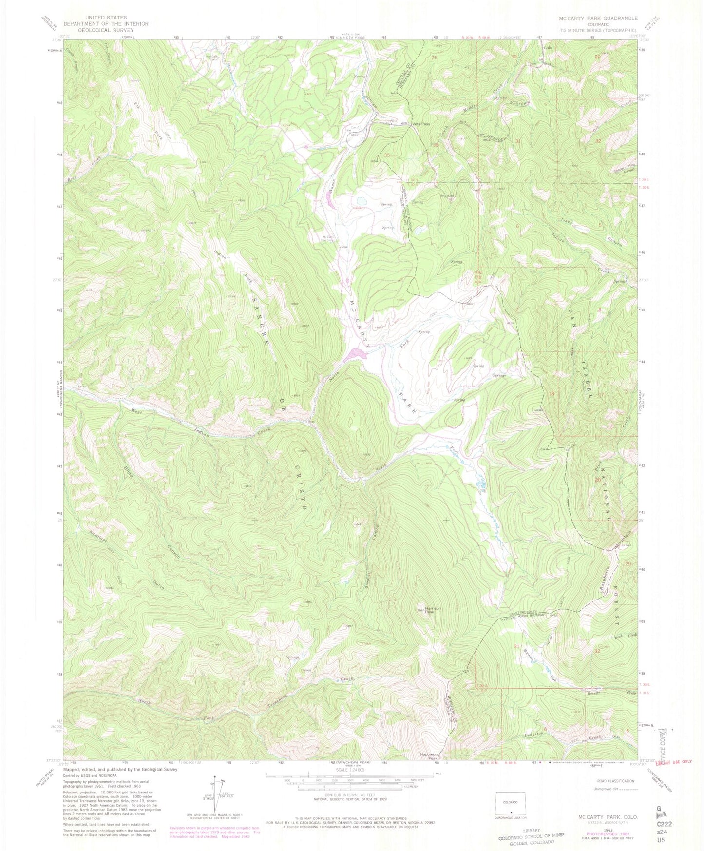 Classic USGS McCarty Park Colorado 7.5'x7.5' Topo Map – MyTopo Map Store