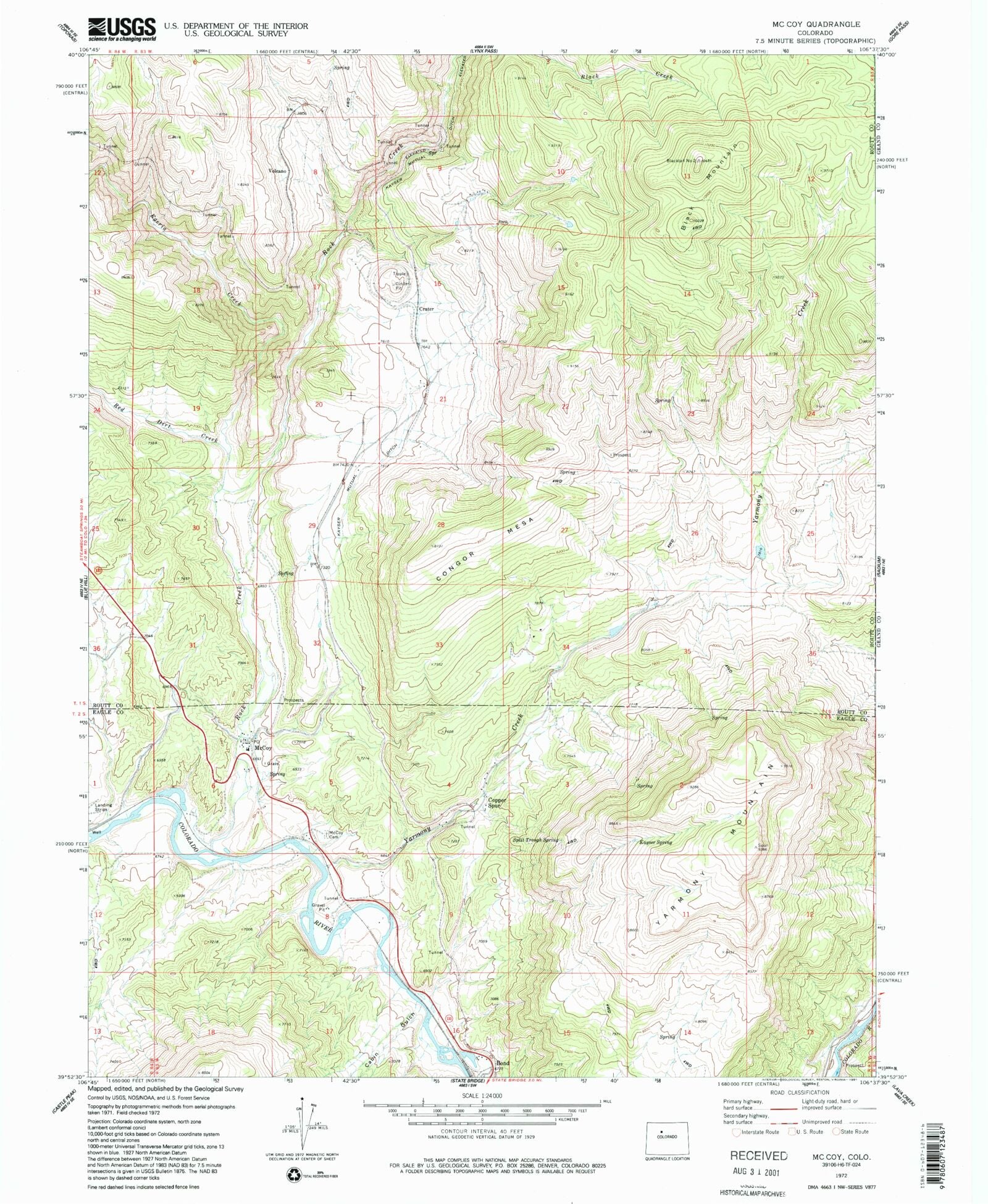 Classic USGS McCoy Colorado 7.5'x7.5' Topo Map – MyTopo Map Store