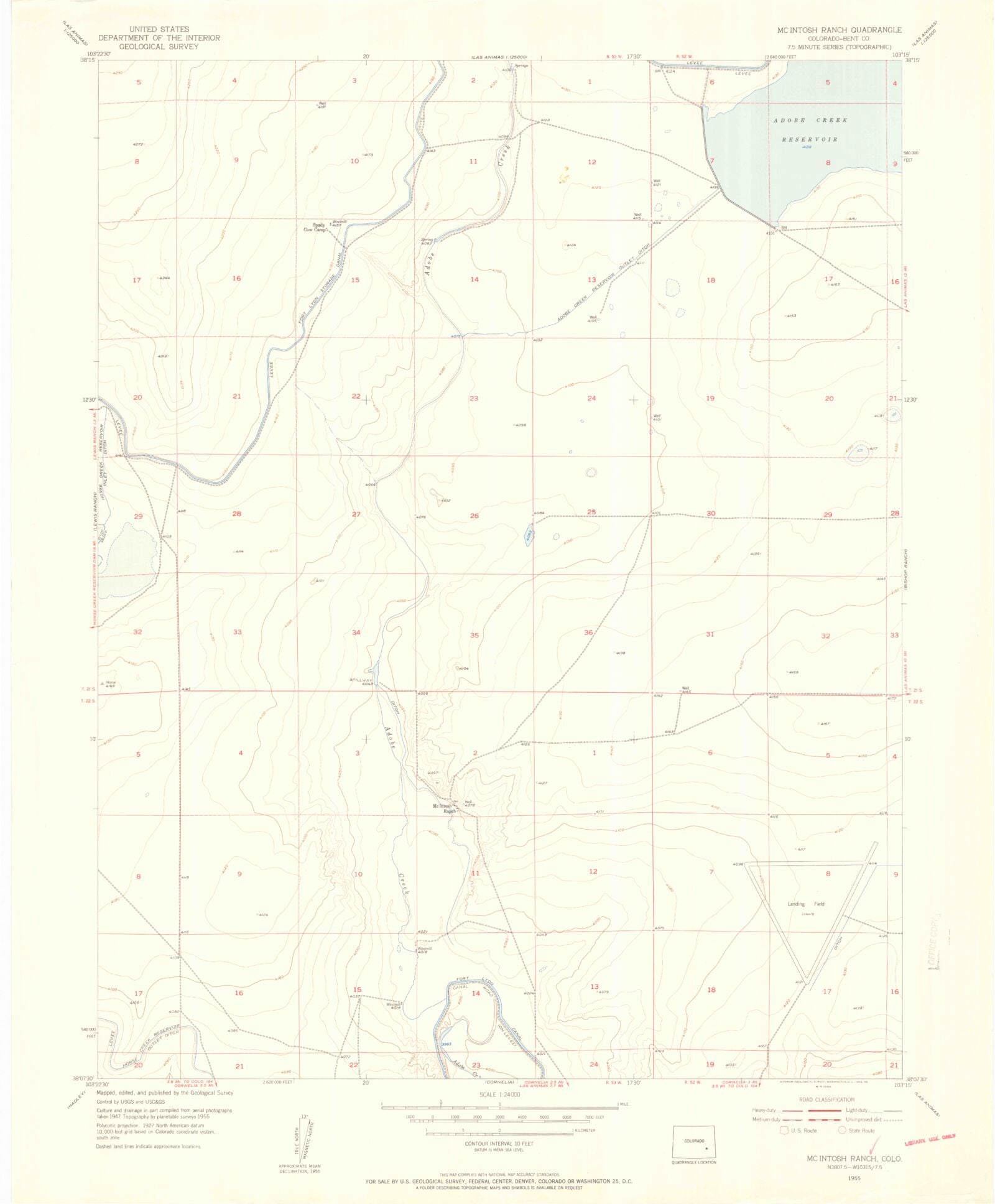 Classic USGS McIntosh Ranch Colorado 7.5'x7.5' Topo Map – MyTopo Map Store