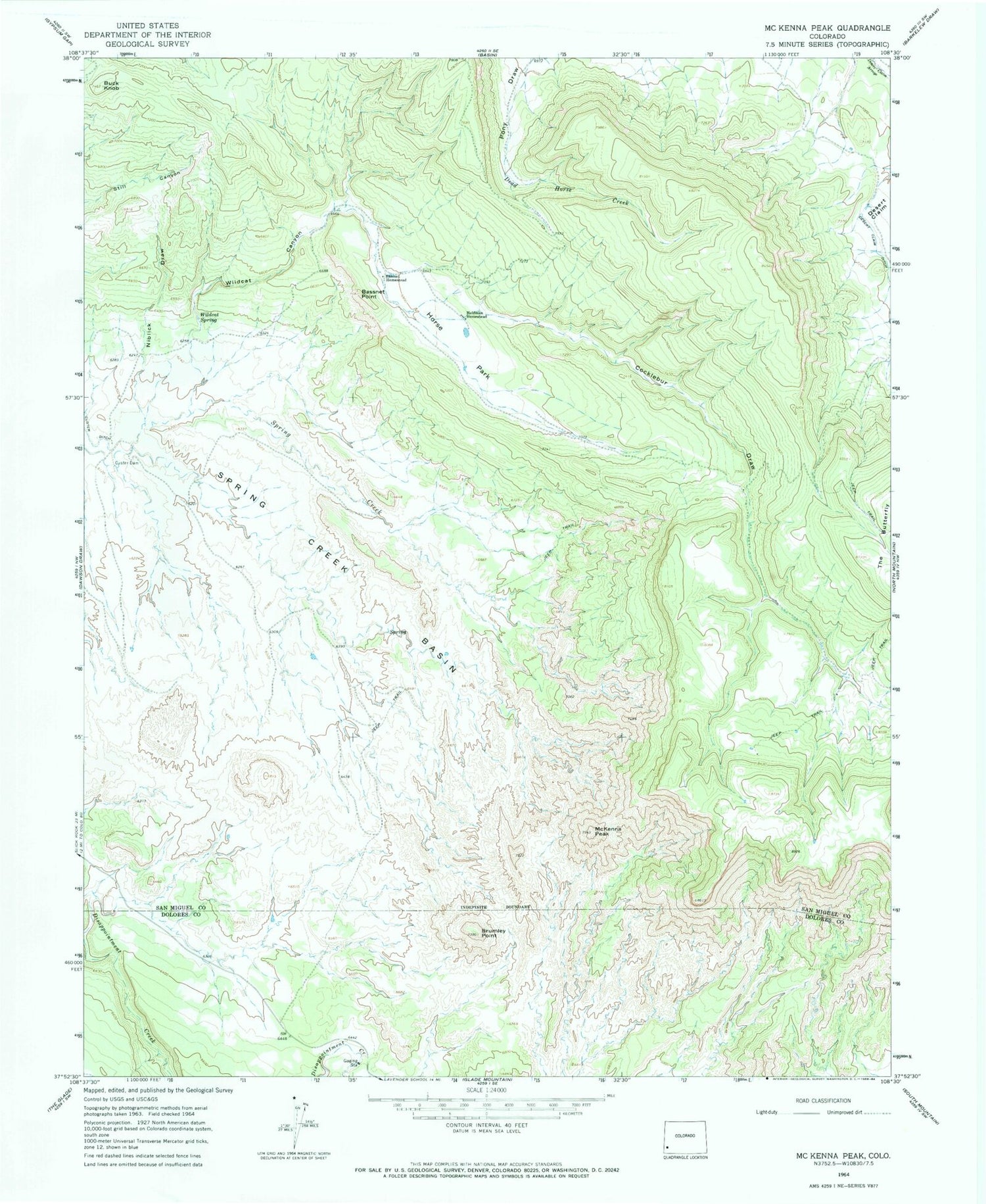 Classic USGS McKenna Peak Colorado 7.5'x7.5' Topo Map – MyTopo Map Store