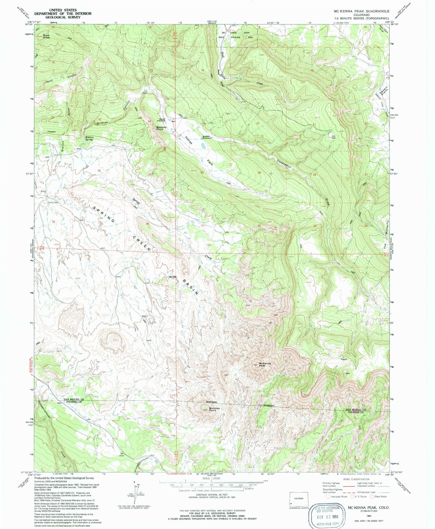 Classic USGS McKenna Peak Colorado 7.5'x7.5' Topo Map – MyTopo Map Store